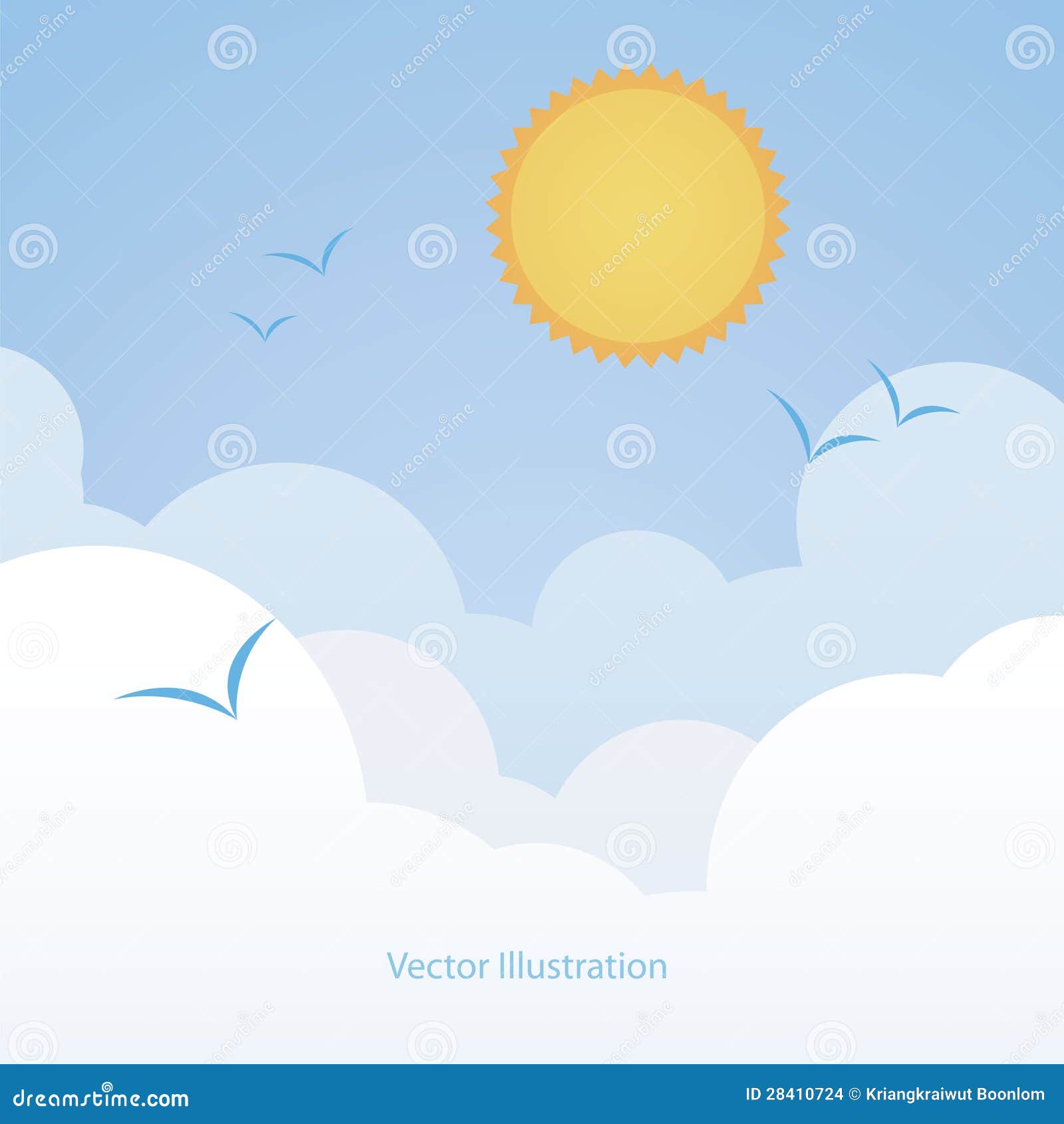 Good Weather Background. Blue Sky With Clouds Vector Illustration ...