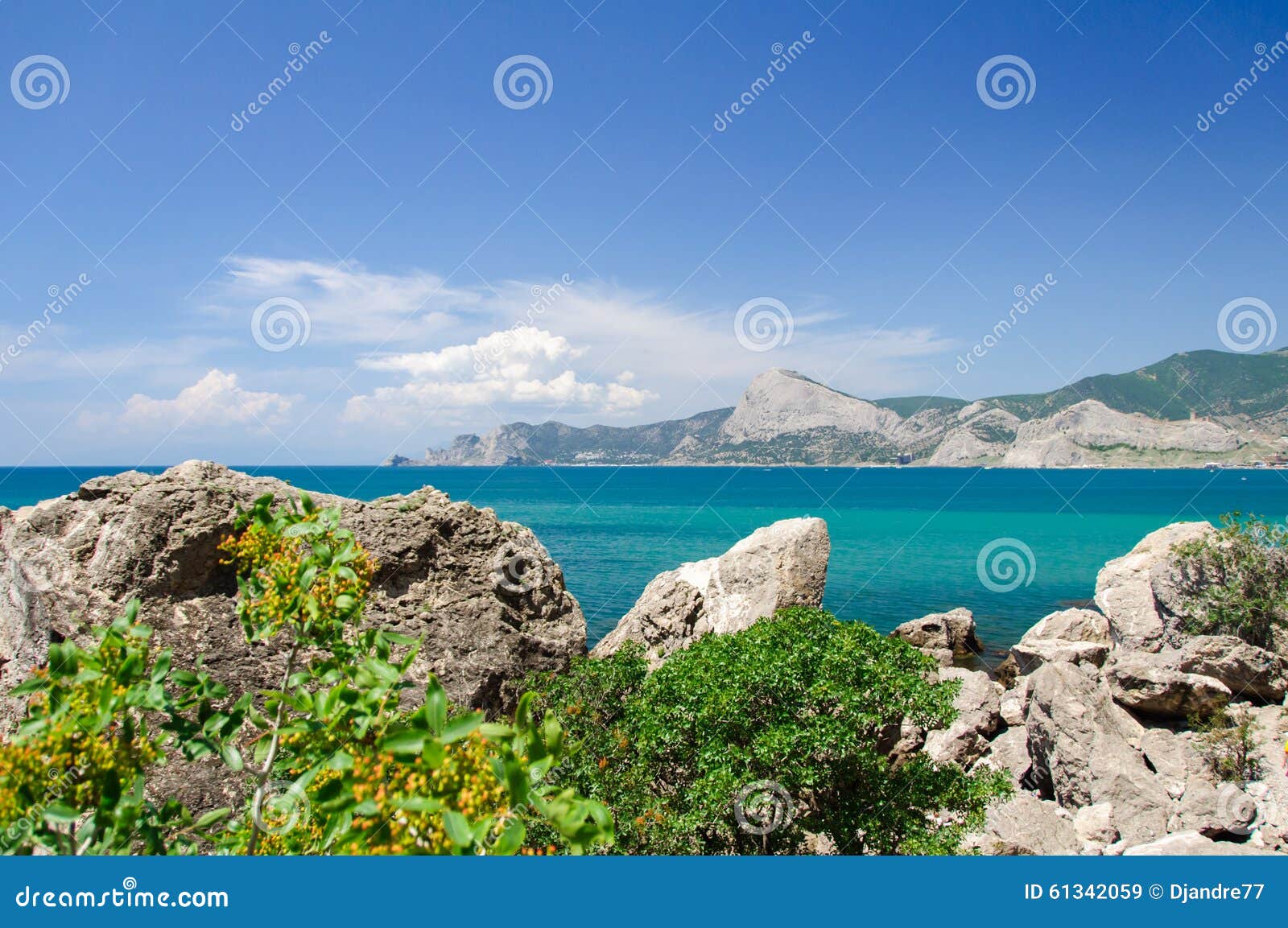 Good Weather at the Sea. Rocks, Clouds, Blue Sky Stock Image - Image of ...