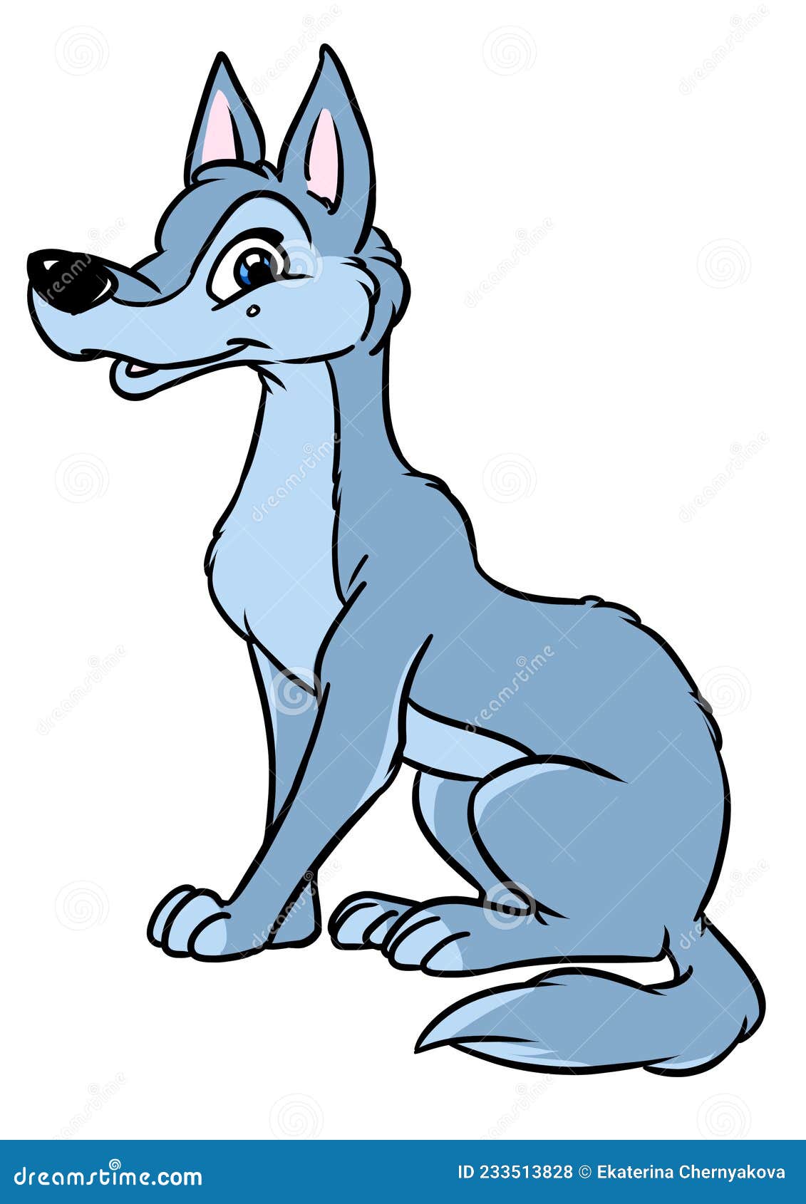 Good Wolf Three Little Pigs Tale Cartoon Stock Illustration ...