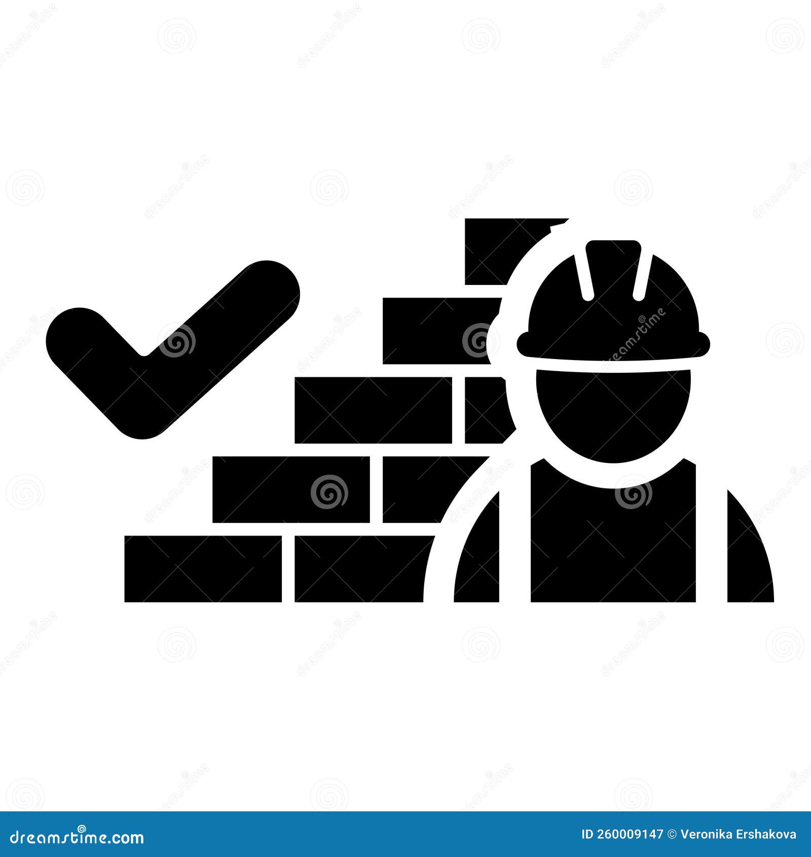 Good Work of Construction Worker Icon. Brick Wall Stock Vector ...