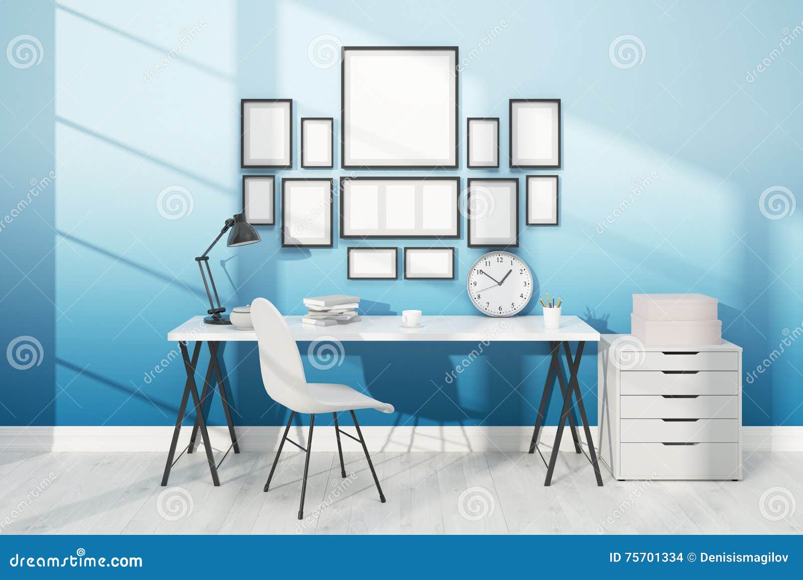 Good Work Place with Posters on Wall Stock Illustration - Illustration ...