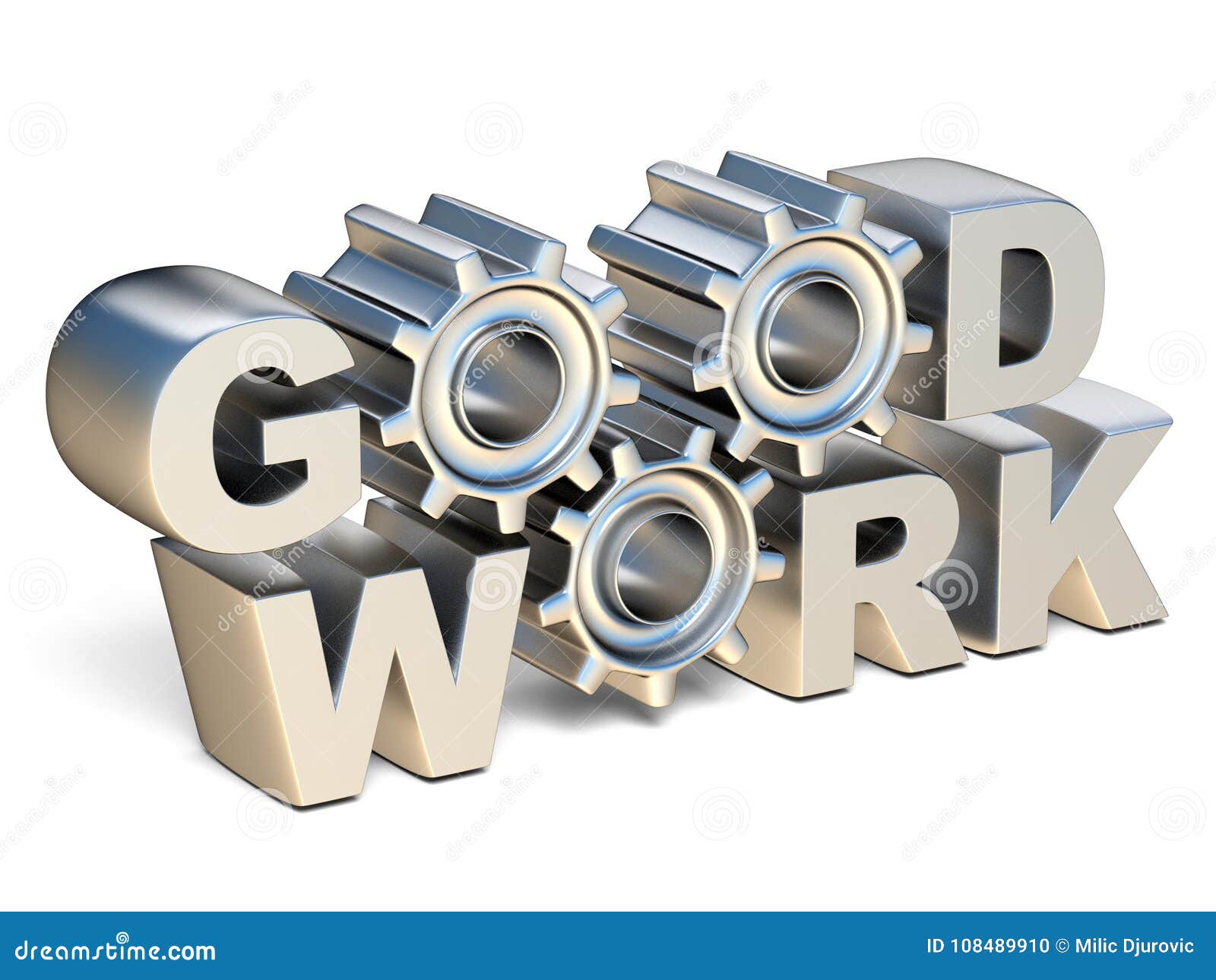 GOOD WORK Silver Text with Gear Wheels 3D Stock Illustration ...