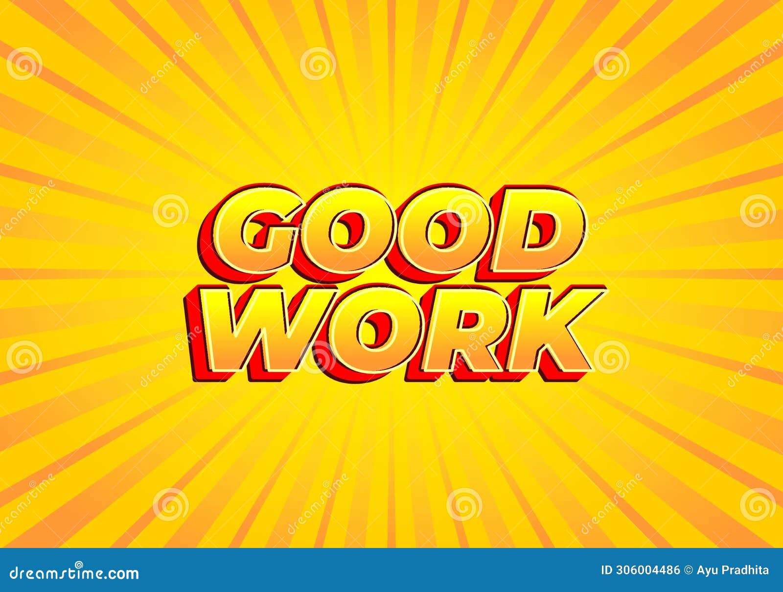 Good Work. Text Effect in 3D Style with Eye Catching Color Stock Vector ...