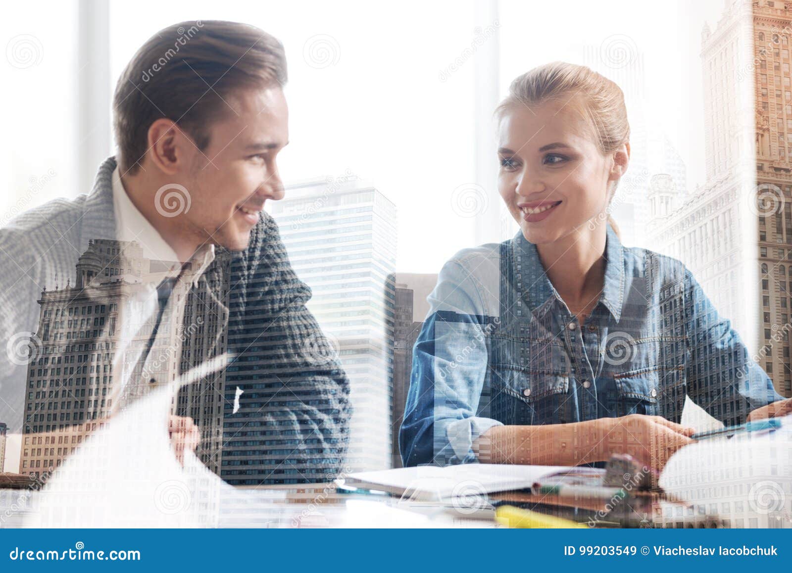 Positive Colleagues Working Together in the Office Stock Image - Image ...