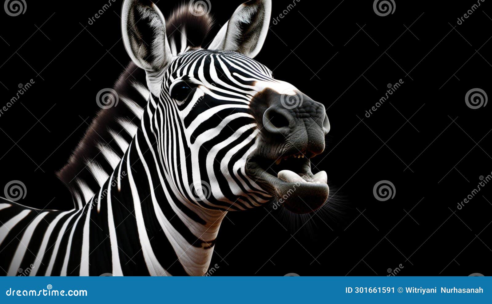 Good Zebra Smiling Black and White Face . Generative Ai Stock ...