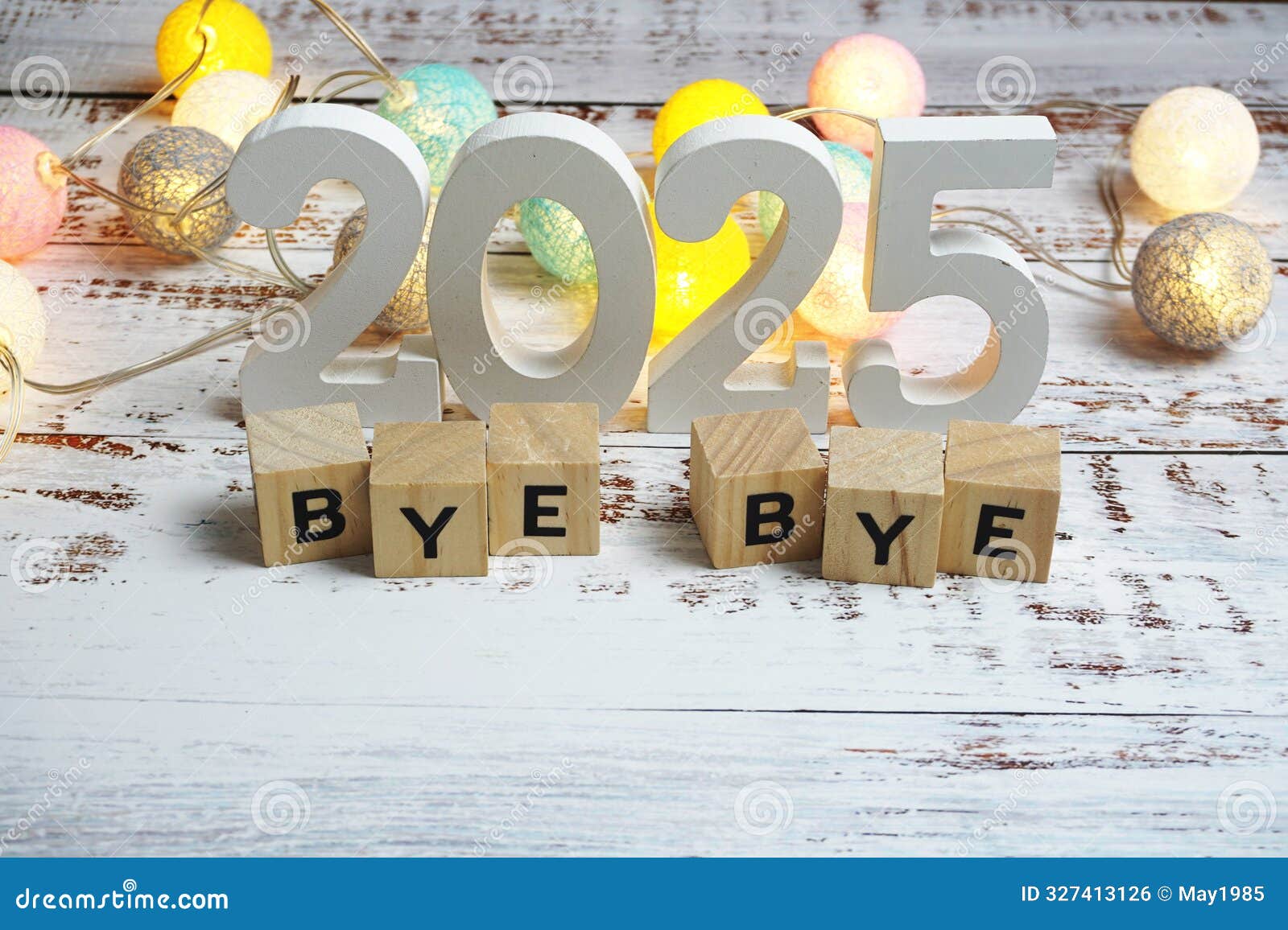 Goodbye 2025 Word Alphabet Letters On Red And Blue Background Stock ...