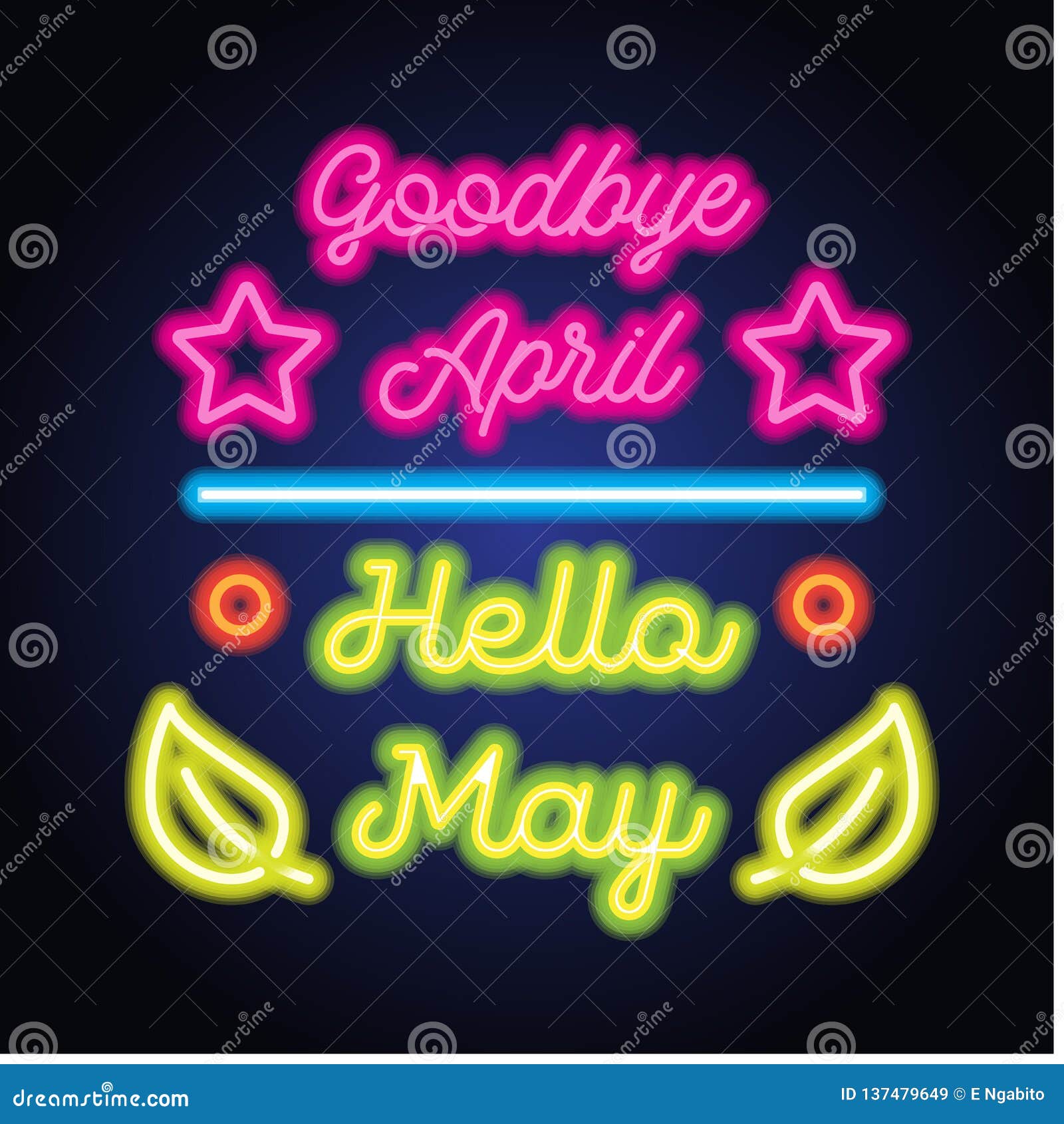 Goodbye April Hello May Spring Text Sign with Frame, Vector Stock ...