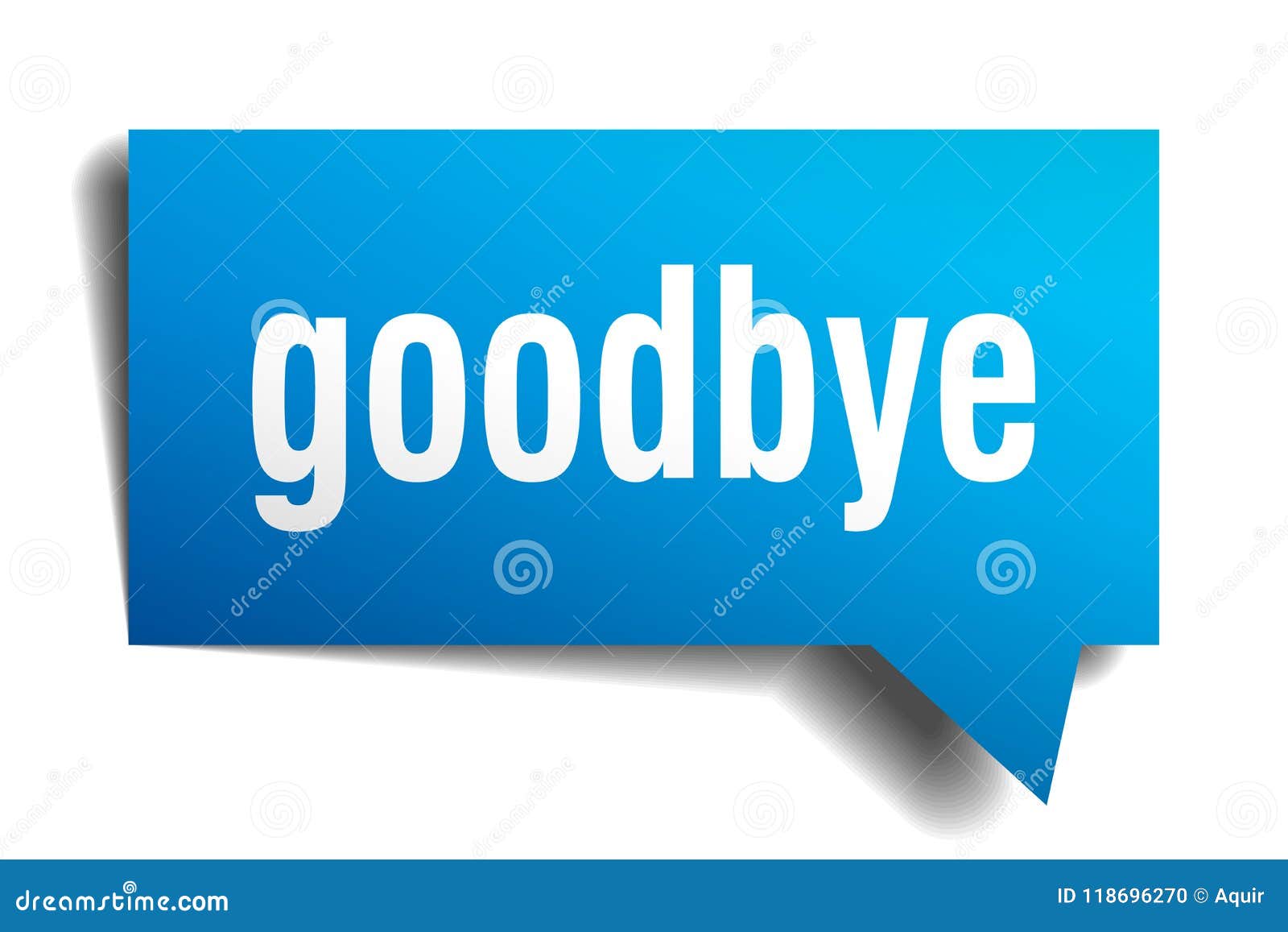 Goodbye Blue 3d Speech Bubble Stock Vector - Illustration of peel ...
