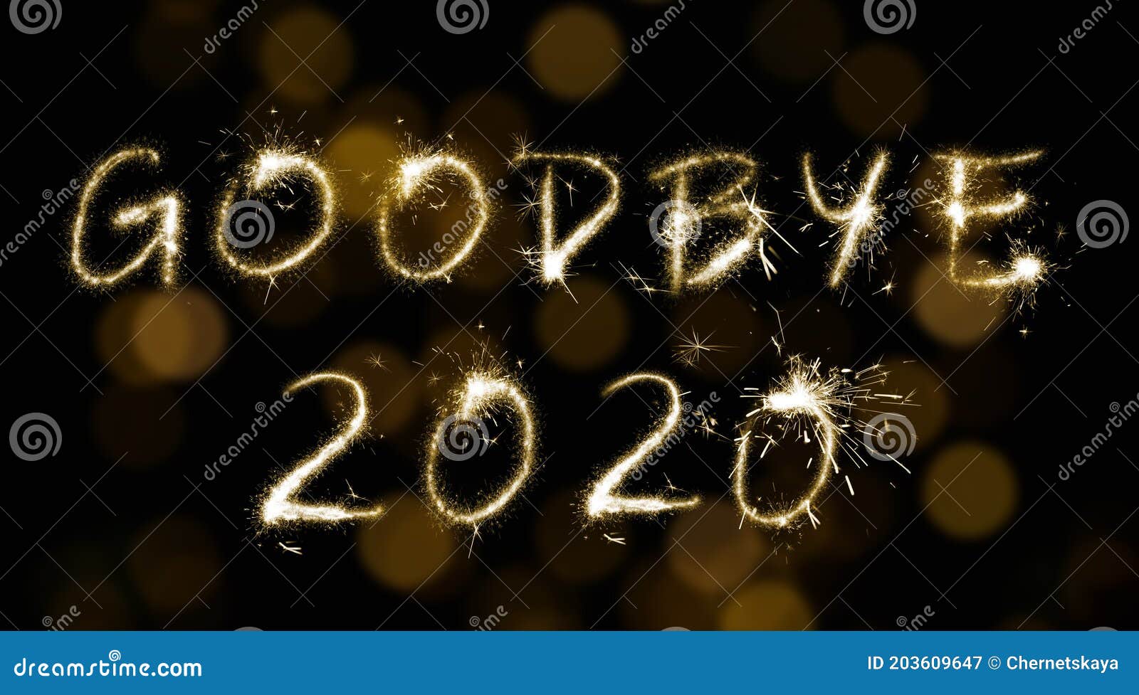 Goodbye 2020. Bright Text Made of Sparkler on Black Background with ...
