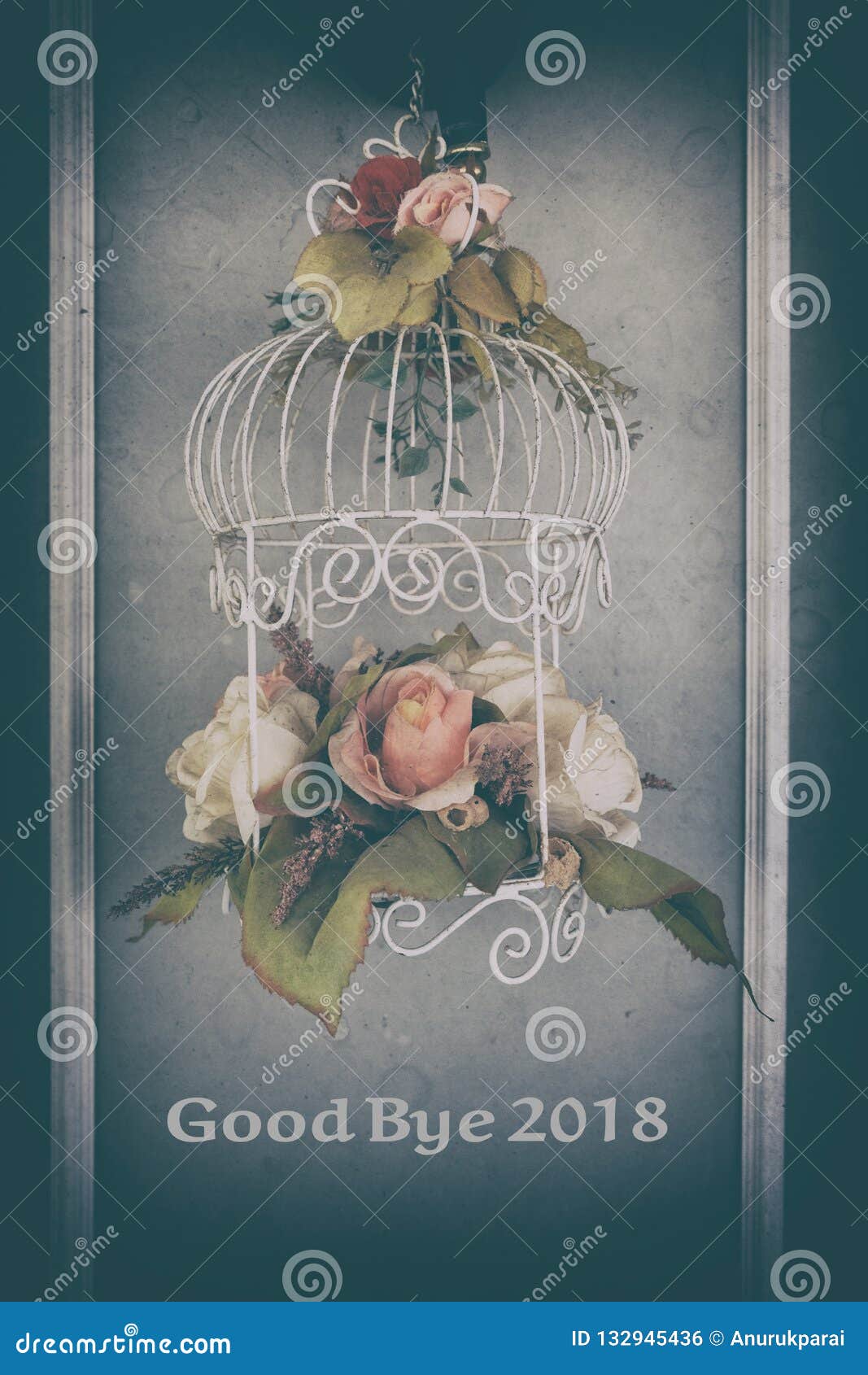 Goodbye 2018 card stock photo. Image of card, time, bird - 132945436