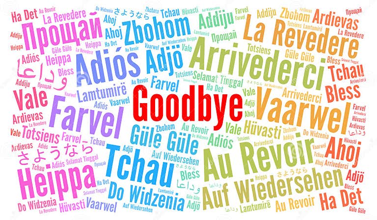 Goodbye in Different Languages Word Cloud Stock Illustration ...