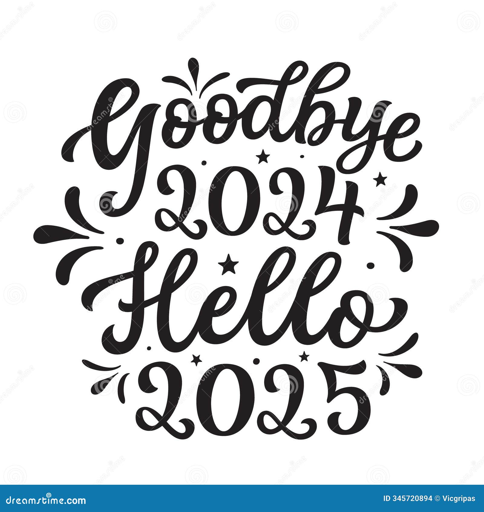 Goodbye 2024, Hello 2025 In Spanish. Hand Lettering Cartoon Vector ...