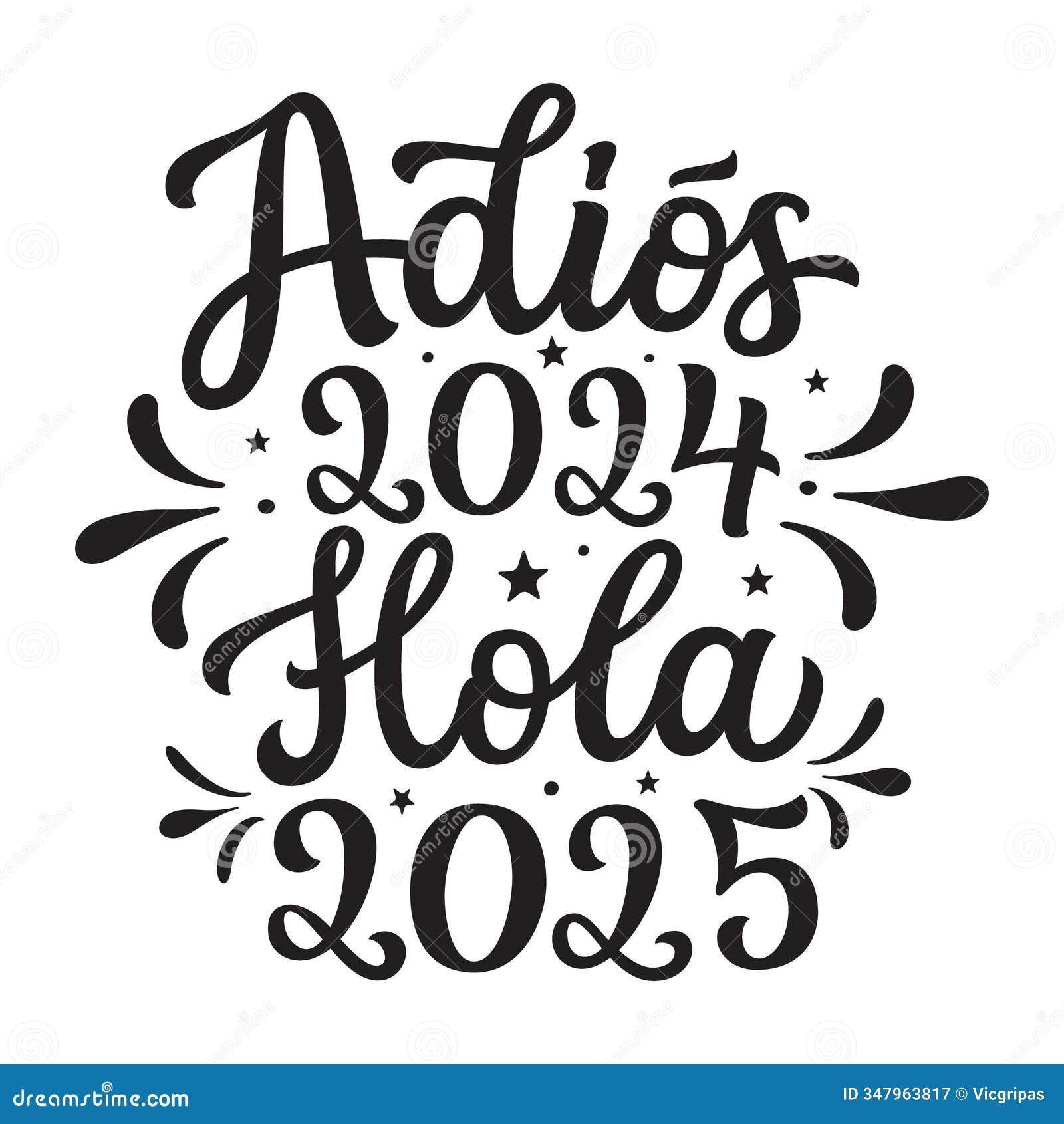 Goodbye 2024, Hello 2025 In Spanish. Hand Lettering Cartoon Vector ...