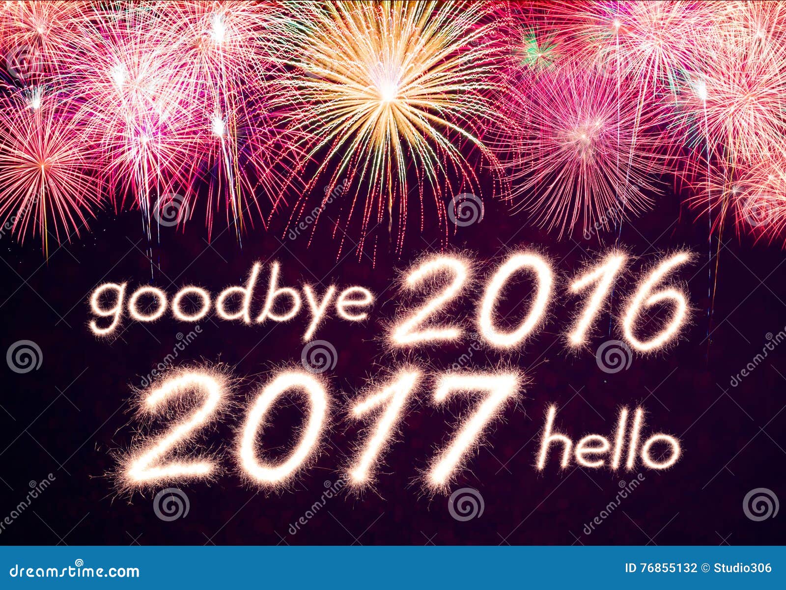 Goodbye 2016 hello 2017 stock photo. Image of letters - 76855132