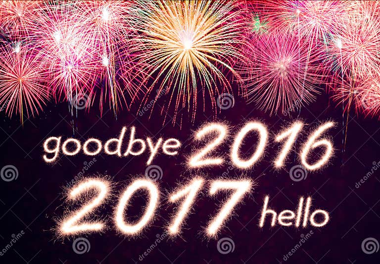 Goodbye 2016 hello 2017 stock photo. Image of letters - 76855132