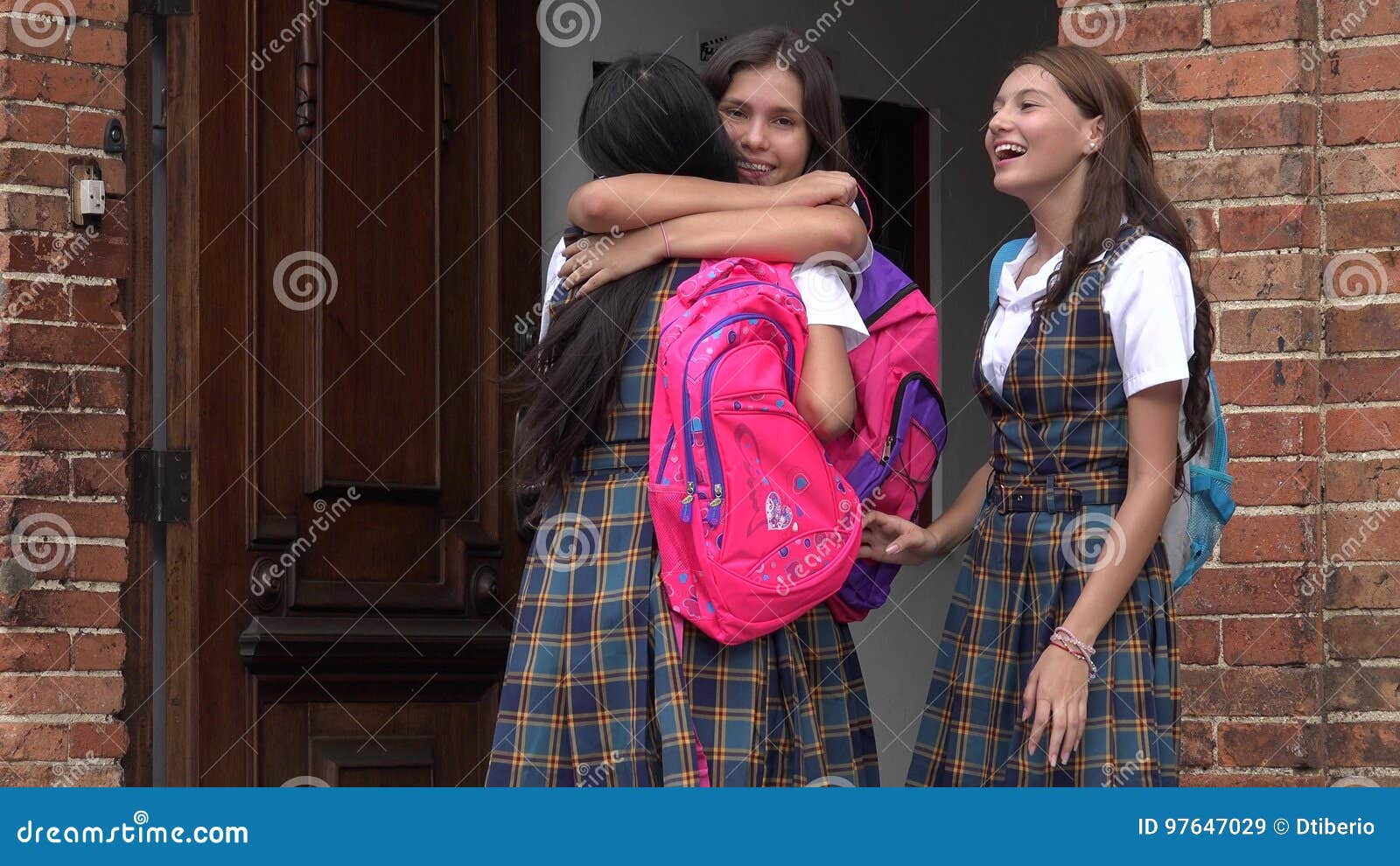 Goodbye Hug or Hello stock image. Image of greeting, school - 97647029