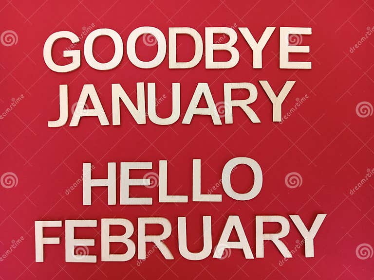 Goodbye January Hello February Stock Image - Image of banner, label ...