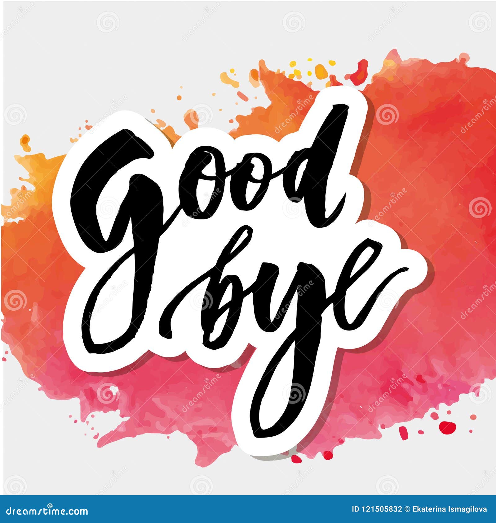 Goodbye Lettering Calligraphy Phrase Bye Vector Watercolor Stock ...