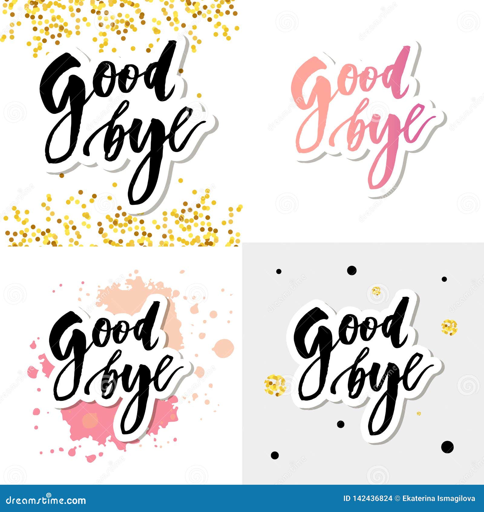 Goodbye Lettering Calligraphy Phrase Bye Vector Watercolor Illustration ...