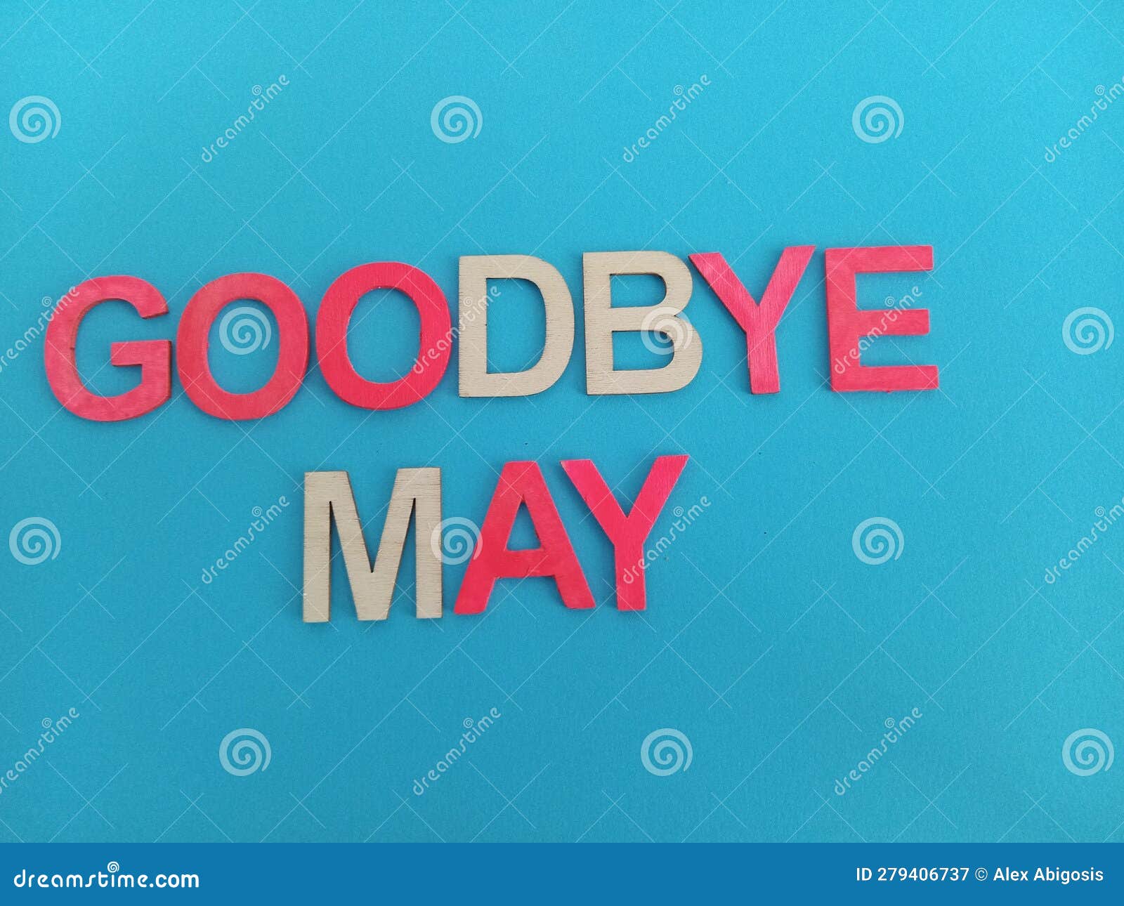 Goodbye May Written on a Blue Background Stock Image - Image of poster ...
