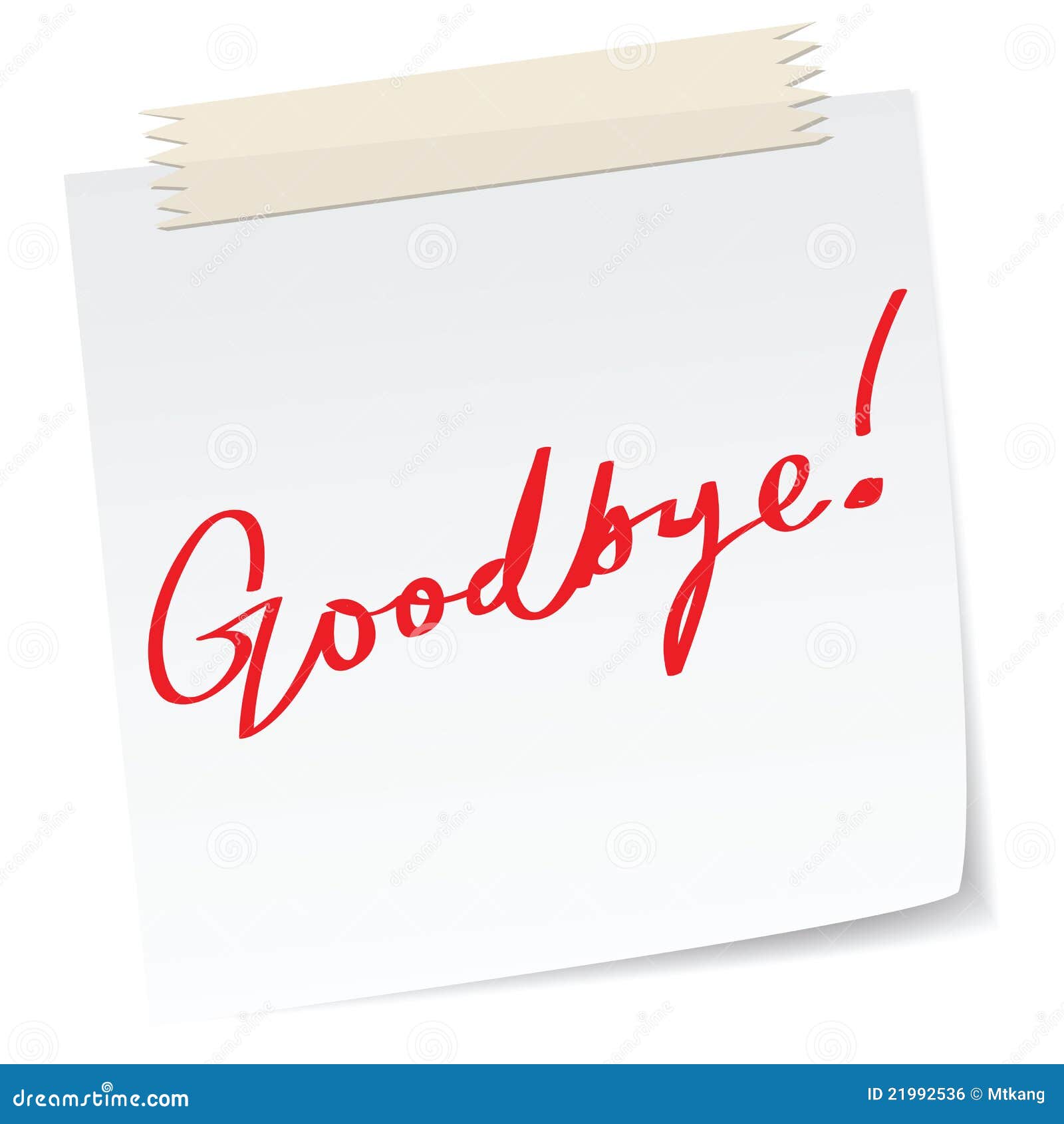 Goodbye note stock illustration. Illustration of note - 21992536