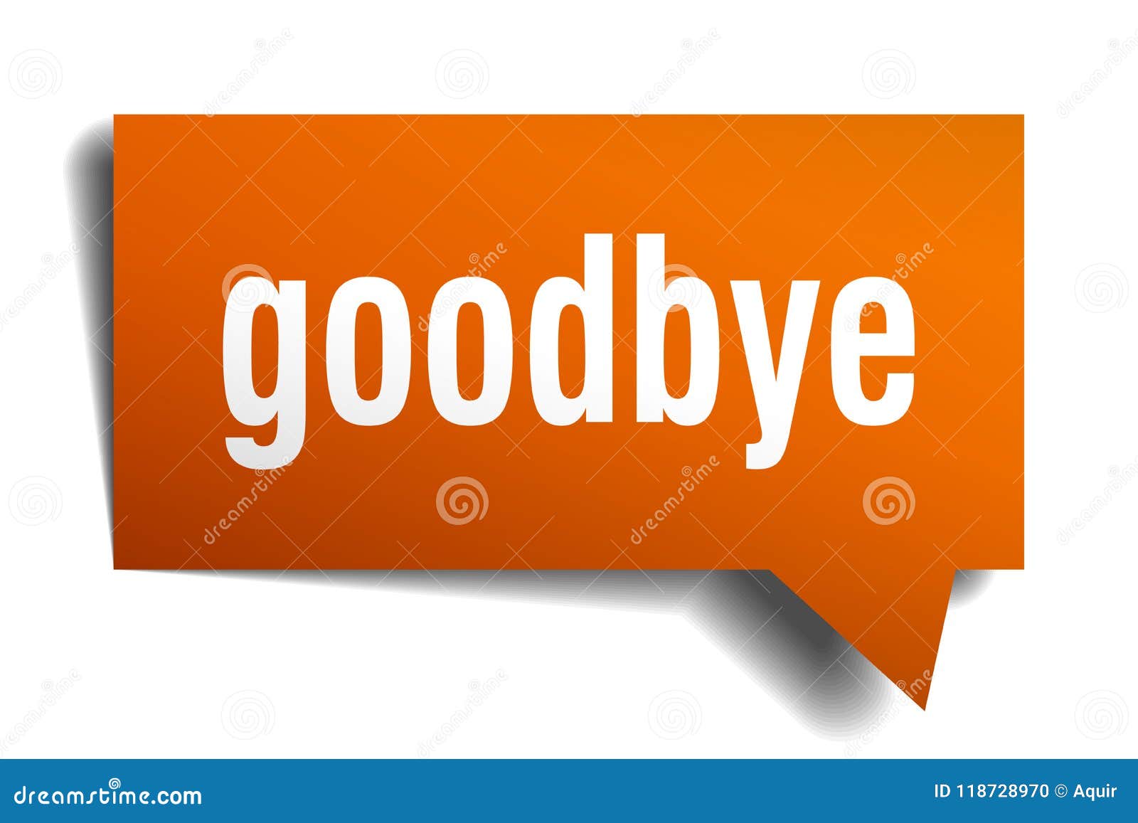 Goodbye Orange 3d Speech Bubble Stock Vector - Illustration of goodbye ...