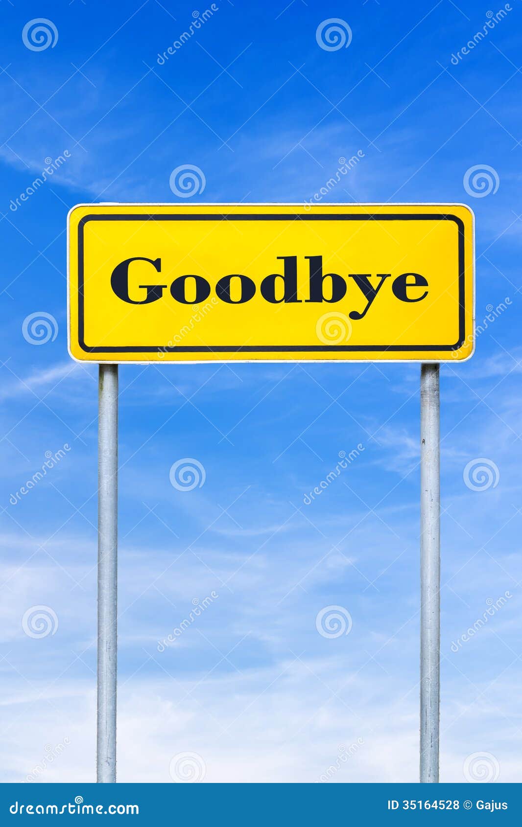 Goodbye roadsign stock photo. Image of yellow, message - 35164528