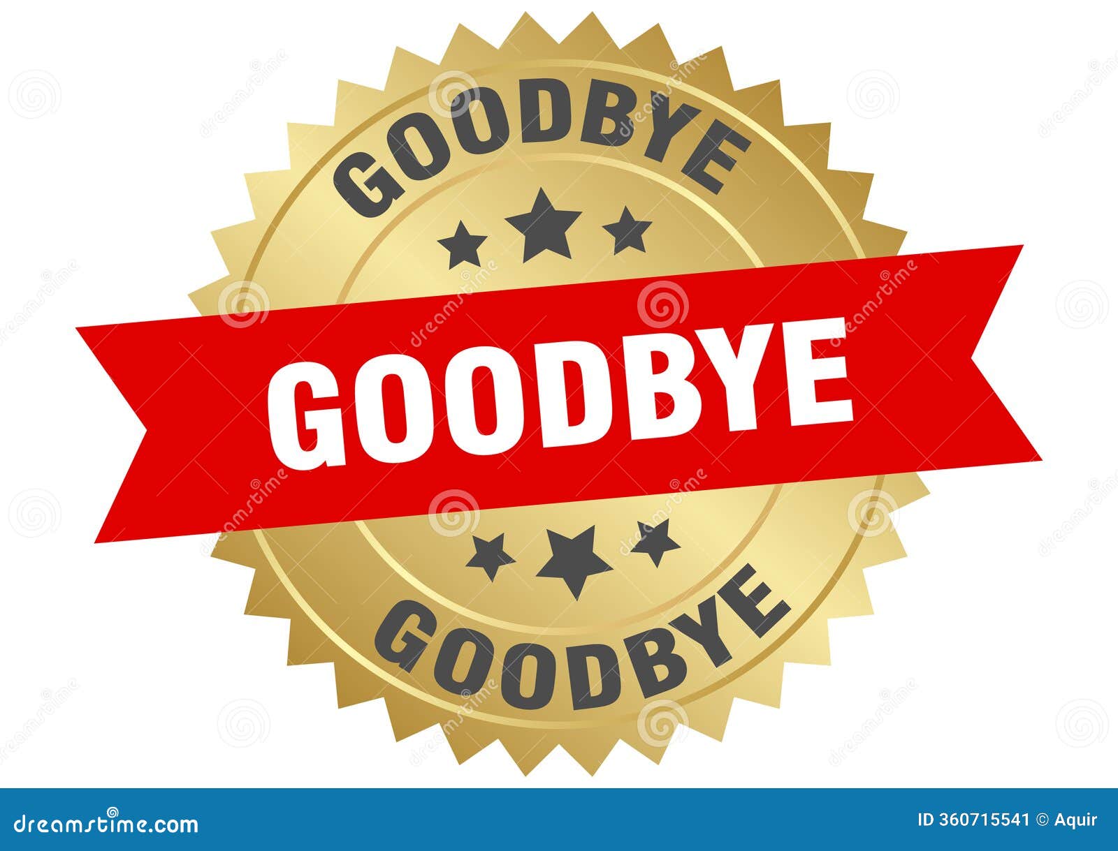 Goodbye. Goodbye Round Red and Gold Label Isolated on Transparent ...