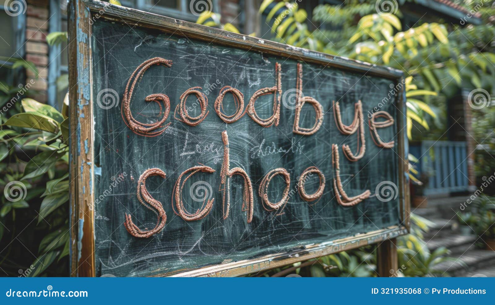 Goodbye School Chalk Text on Black Board. Stock Photo - Image of ...