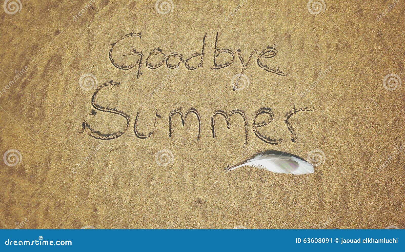 Goodbye summer stock image. Image of good, sand, text - 63608091