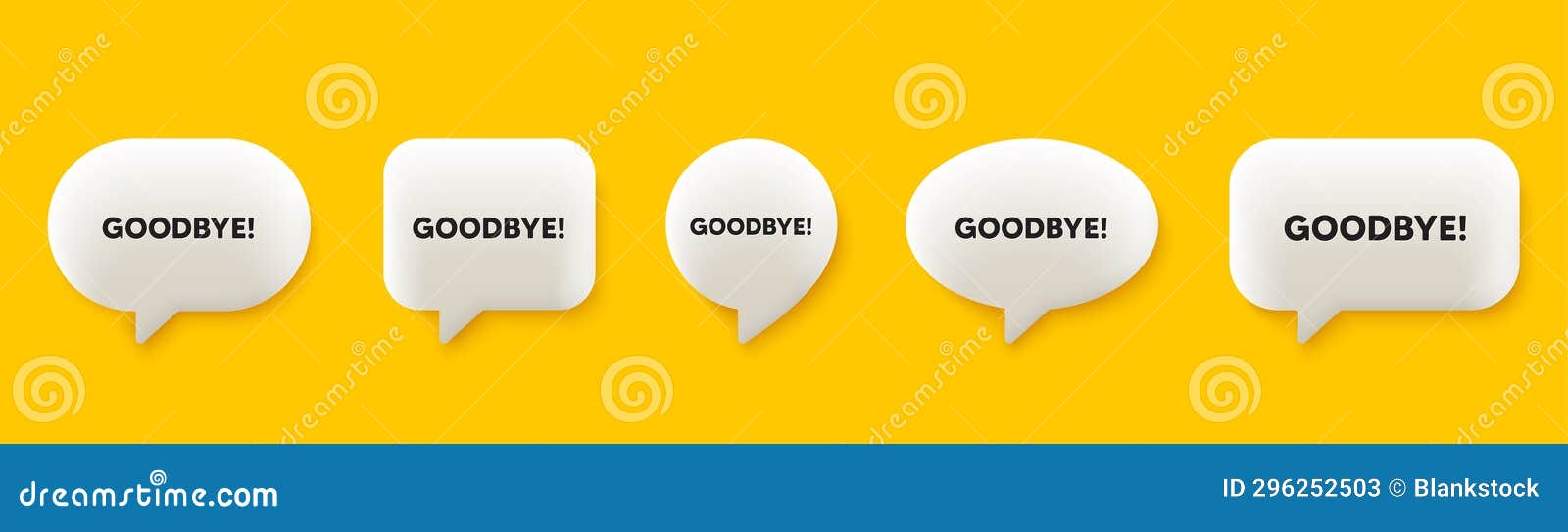 Goodbye Tag. Leaving or Farewell Message. 3d Speech Chat Bubbles ...
