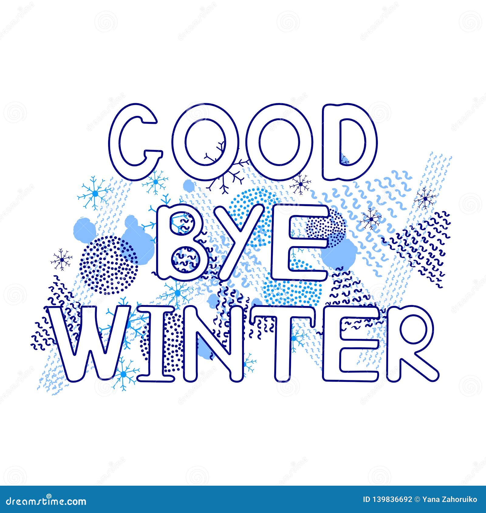 Goodbye Winter, Geometric Figures, Snowflakes on the White Background ...