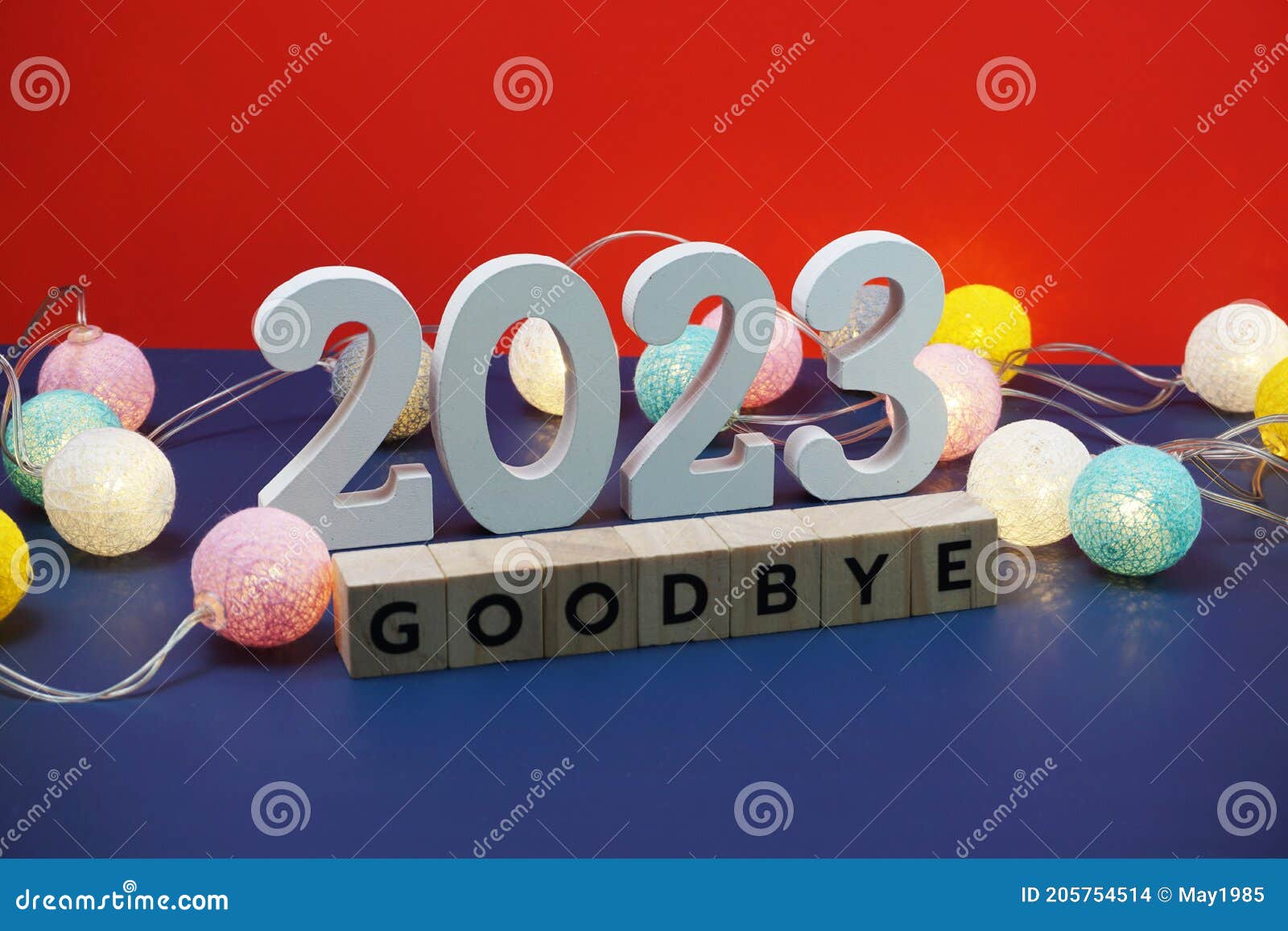 Goodbye 2023 Word Alphabet Letters on Red and Blue Background Stock ...