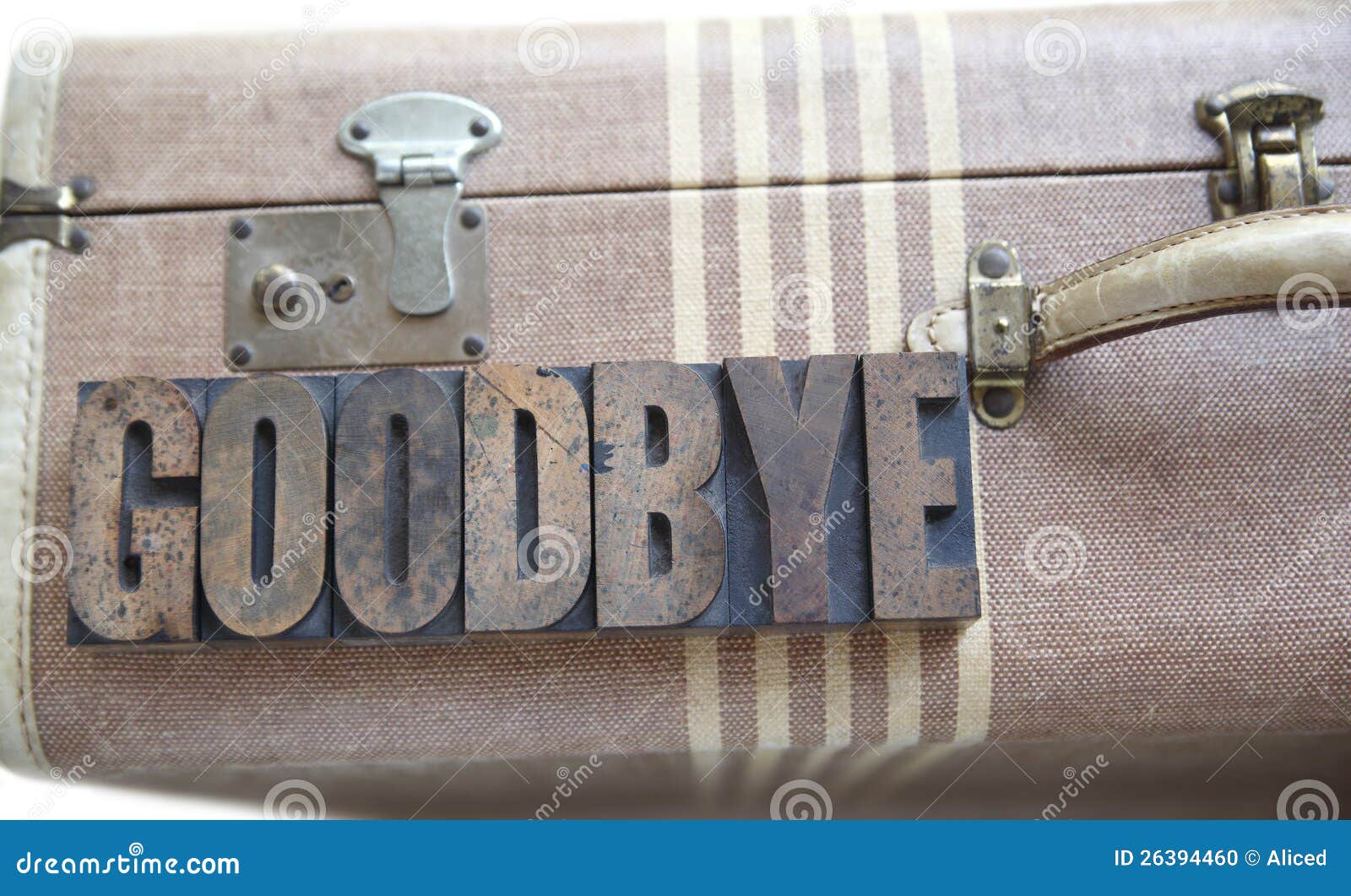 Goodbye Word on Vintage Suitcase Stock Photo - Image of letters ...