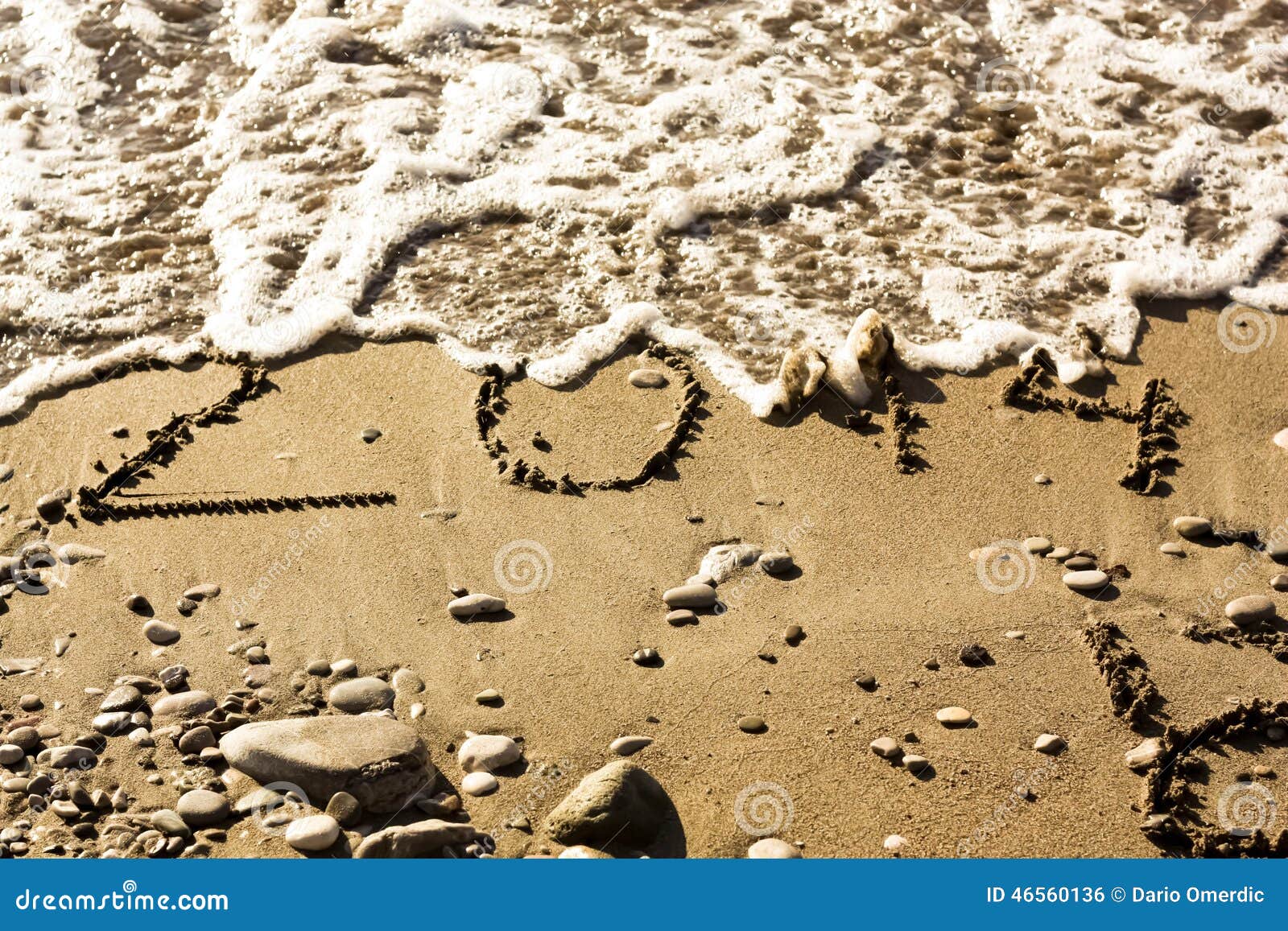 Goodbye 2014 stock photo. Image of greeting, foam, graphic - 46560136