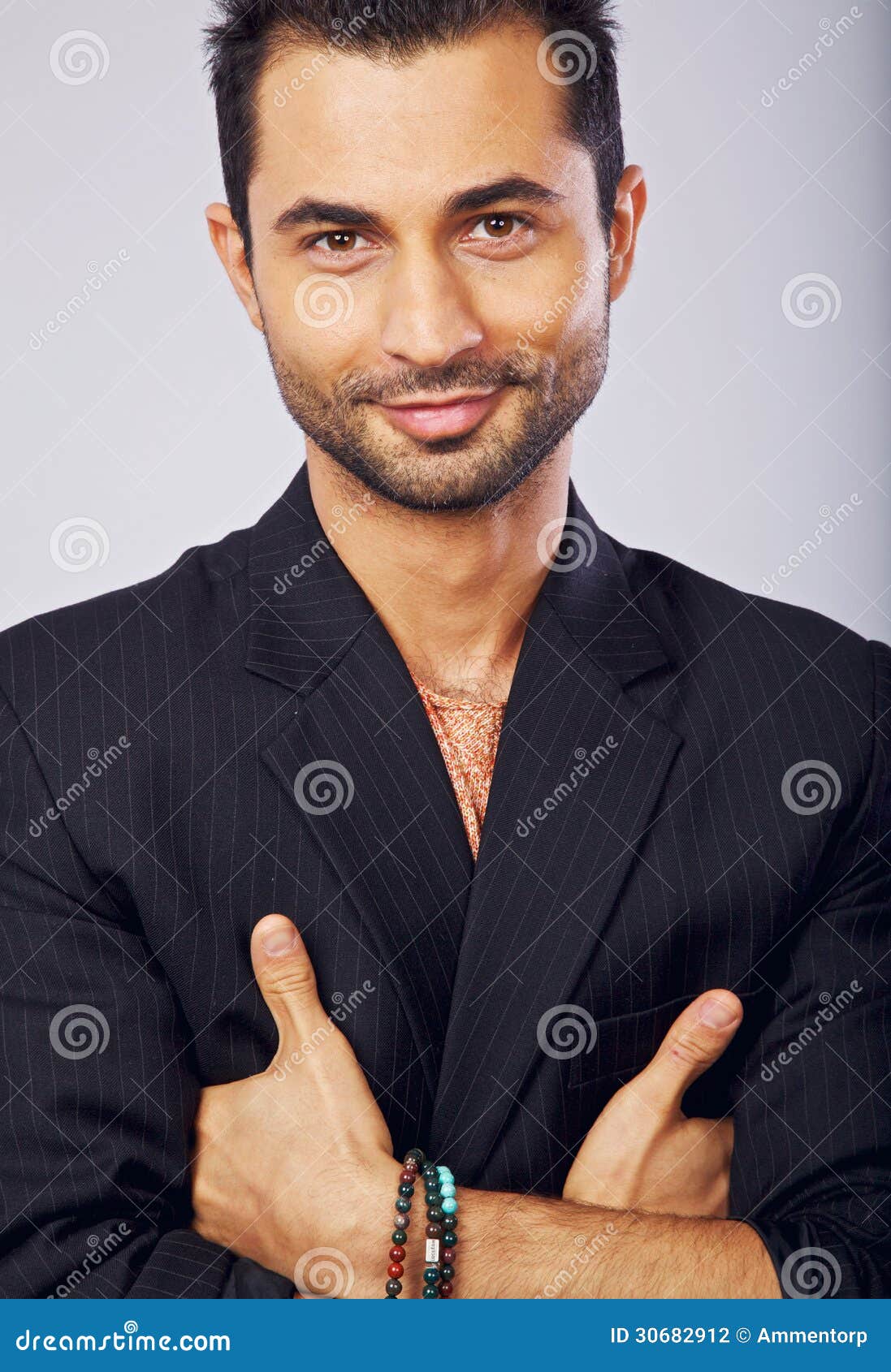 Goodlooking Man Smiling at You Stock Photo - Image of beard, middle ...