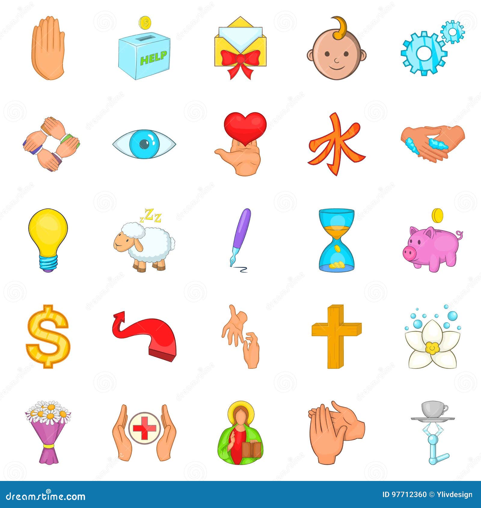 Goodness Icons Set, Cartoon Style Stock Vector - Illustration of icons ...