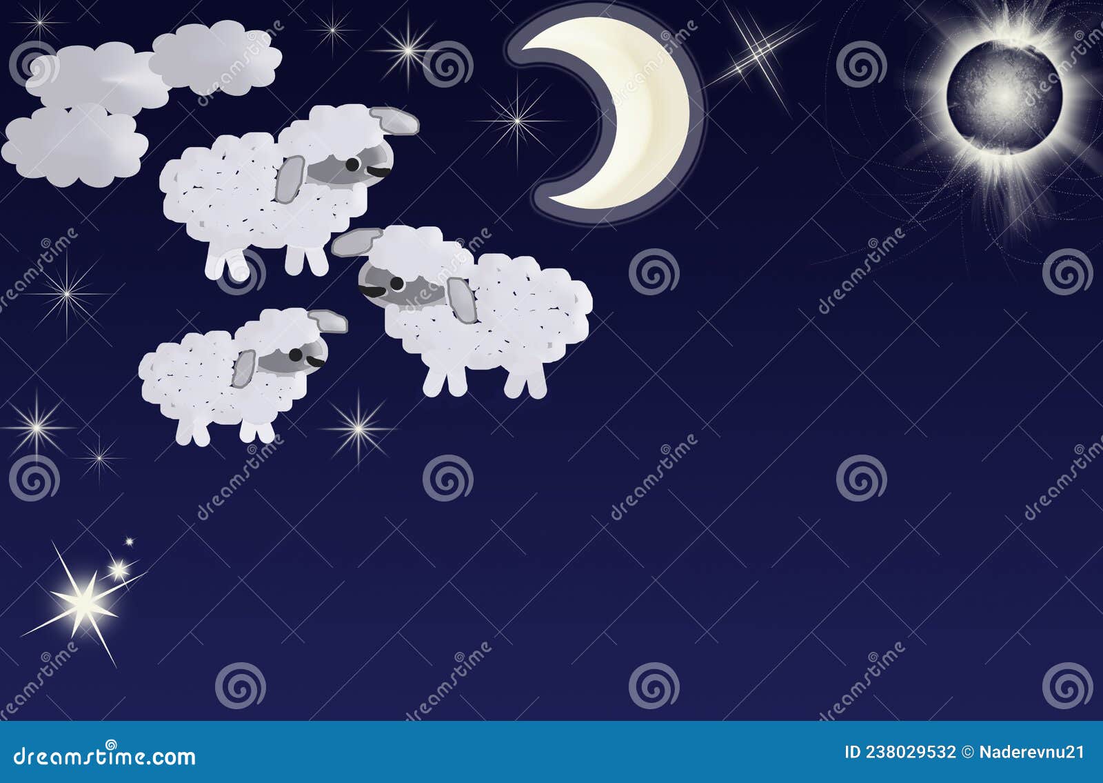 Goodnight. Moon, Stars, Sheep. Stock Illustration - Illustration of ...