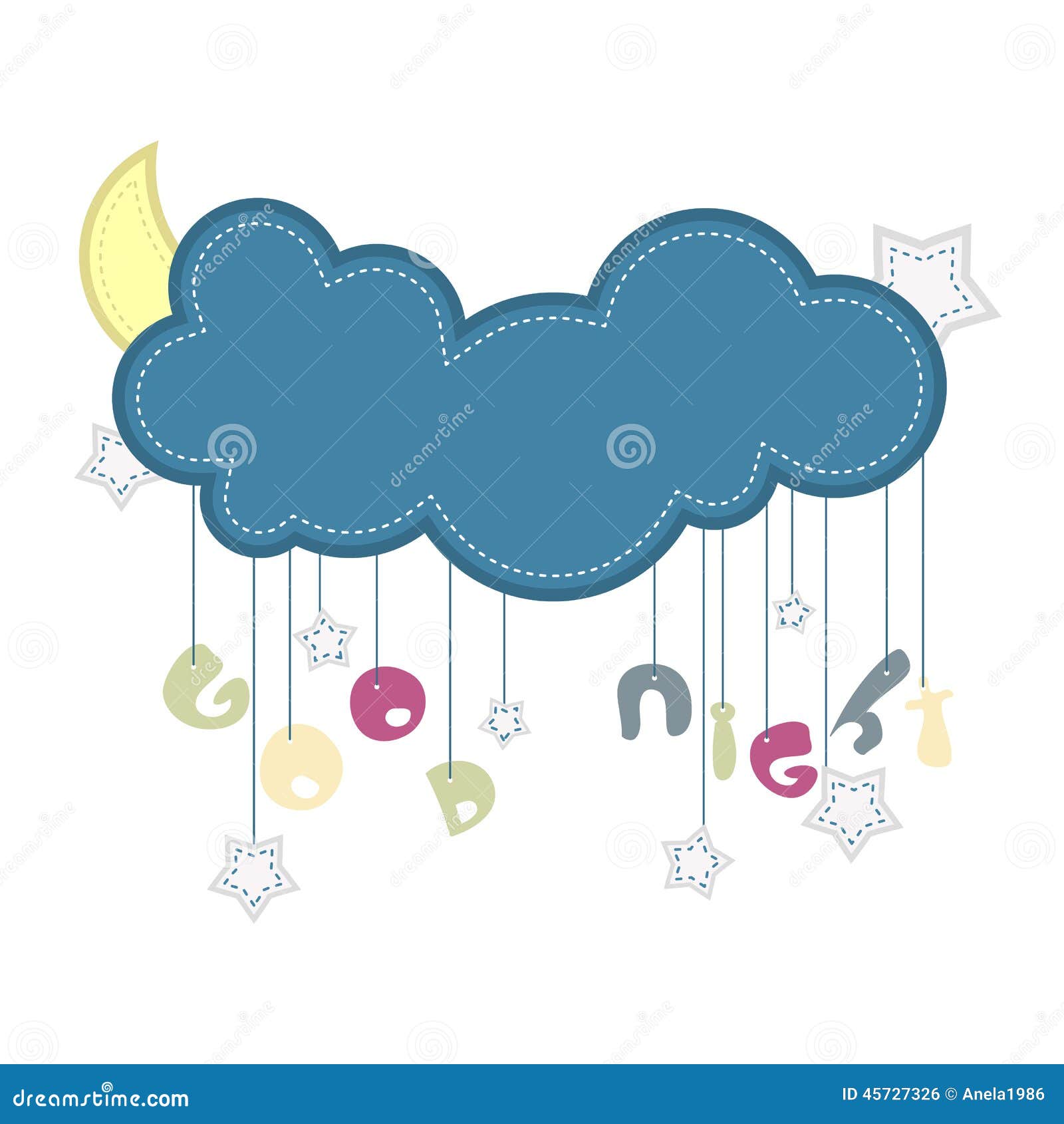 GoodNight stock vector. Illustration of sign, card, element - 45727326