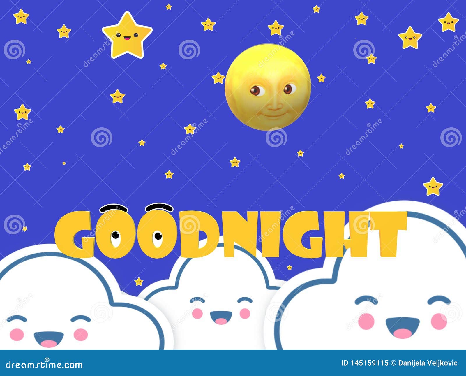 Good night moon stars stock illustration. Illustration of gudnidht ...