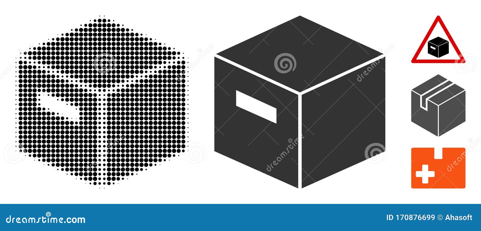Goods Box Halftone and Solid Icon Stock Vector - Illustration of blot ...