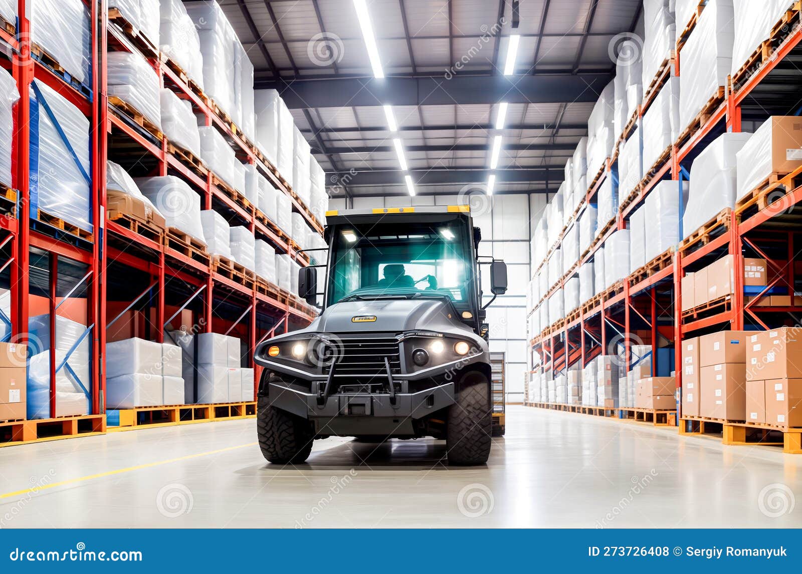 Goods Loader, Cargo Equipment at a Large Modern Warehouse of Goods ...