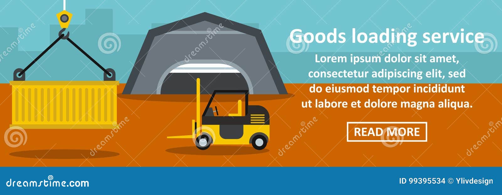 Goods Loading Service Banner Horizontal Concept Stock Vector ...