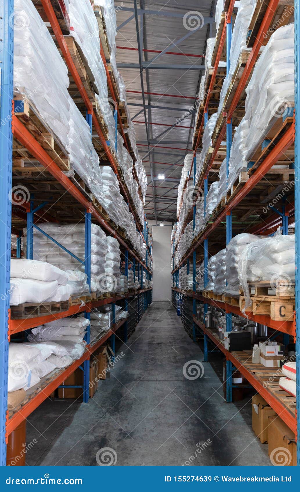 Goods and Materials on a Rack in Warehouse Stock Image - Image of ...