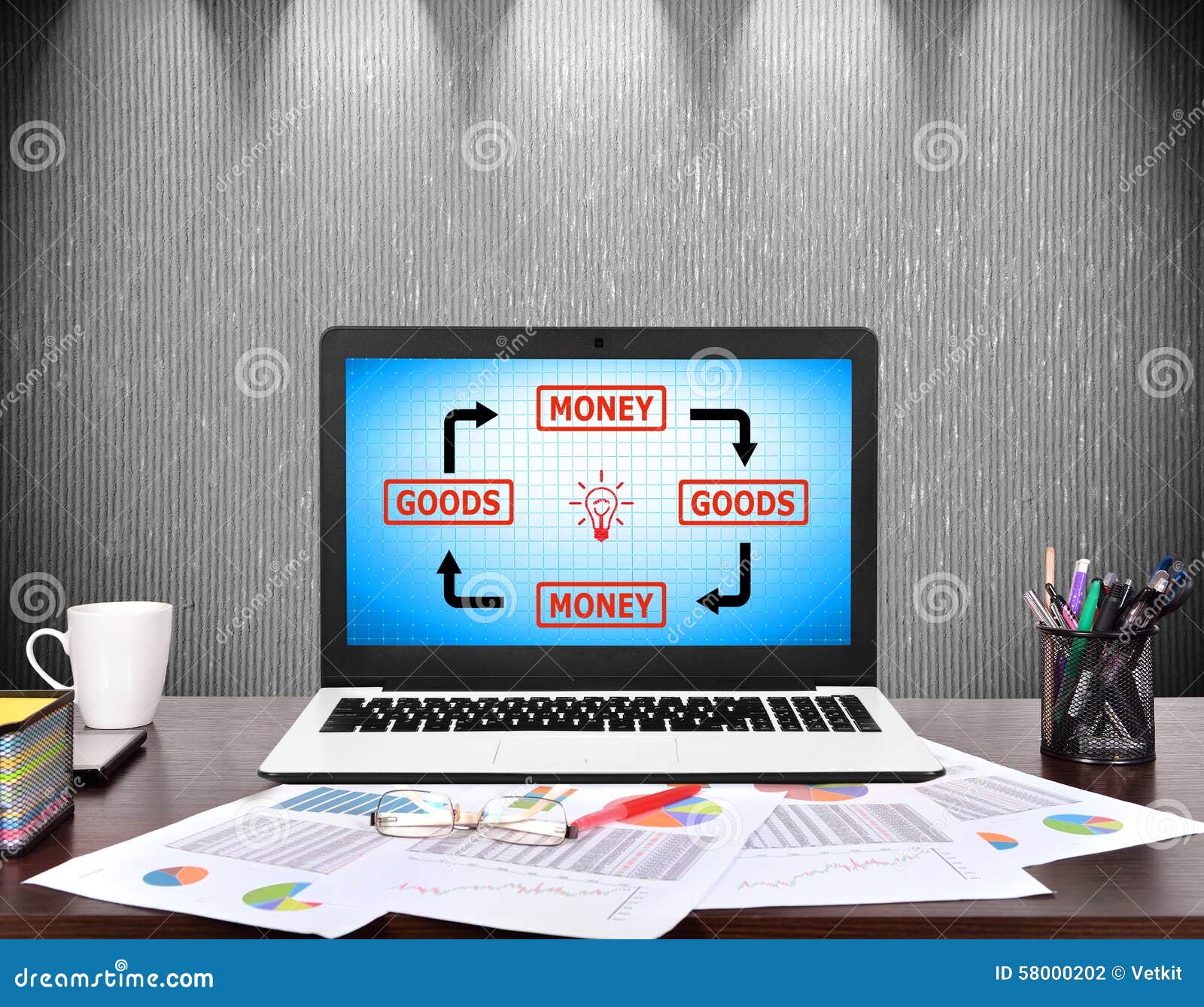 Goods and money scheme stock illustration. Illustration of economy ...