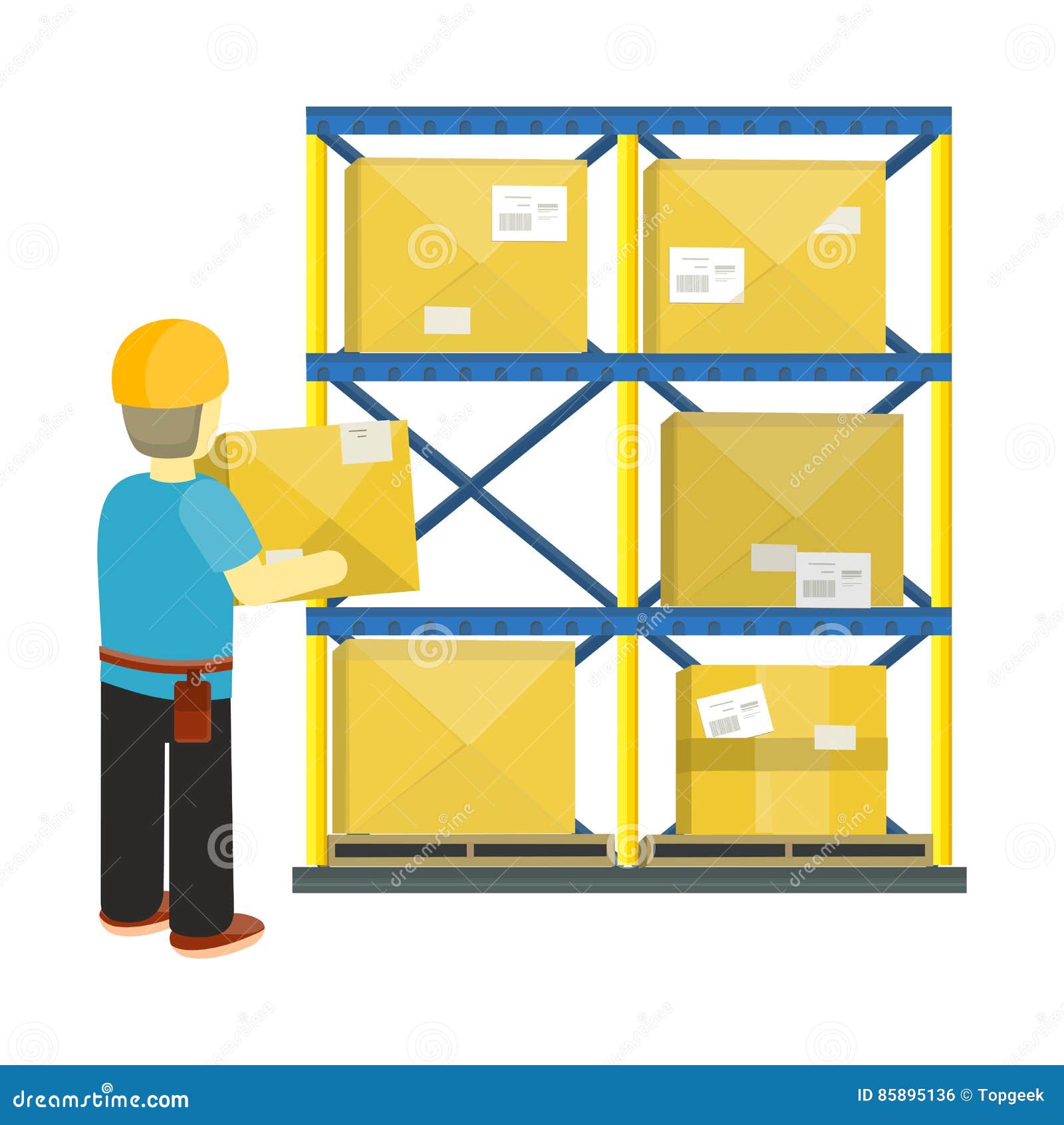 Goods Receiving and Stocking Concept in Flat Style Stock Vector ...