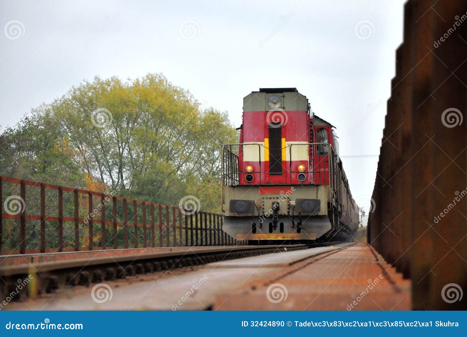 Goods train stock photo. Image of carriage, track, bridge - 32424890