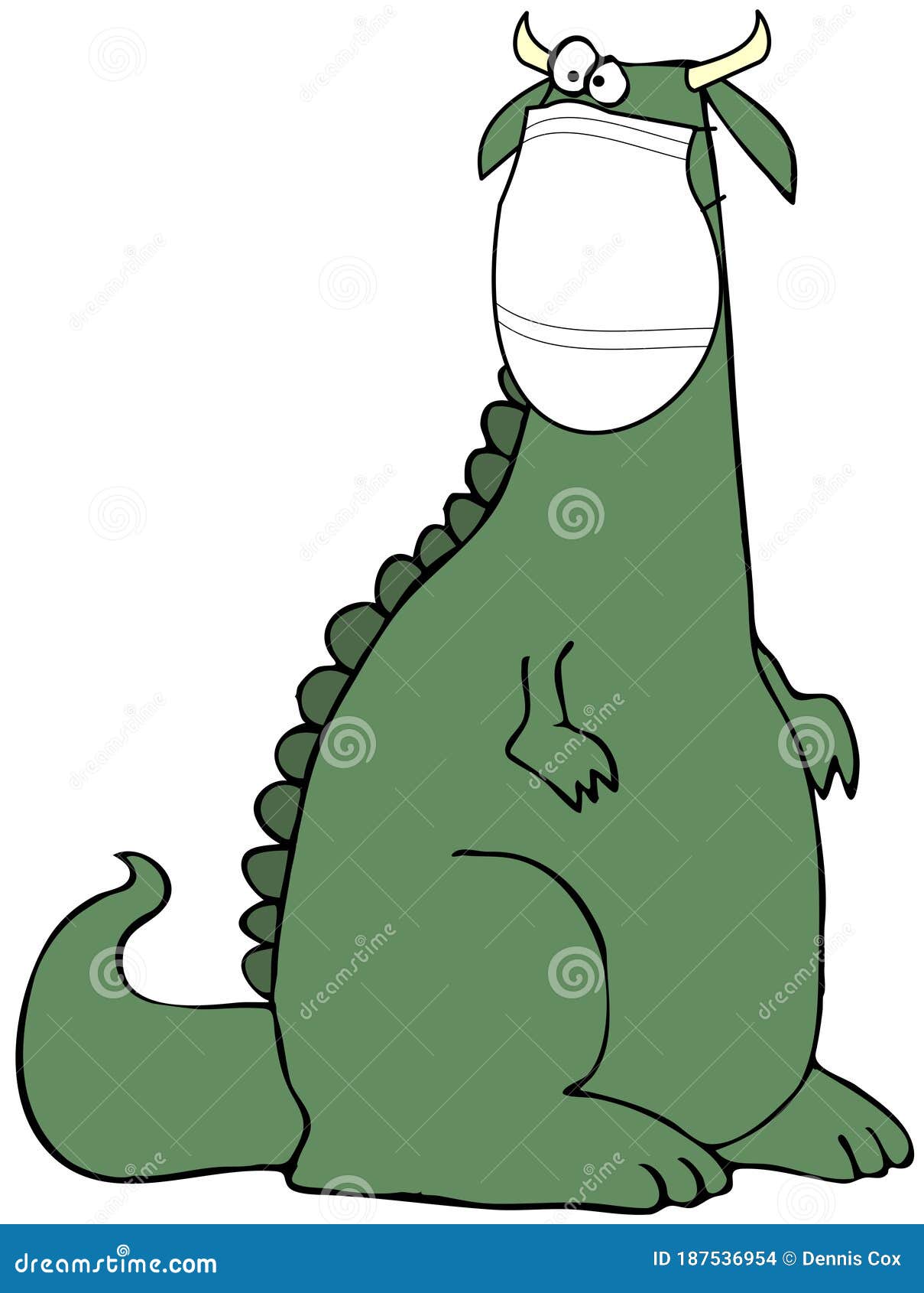 Goofy Dinosaur Wearing a Face Mask Stock Illustration - Illustration of ...