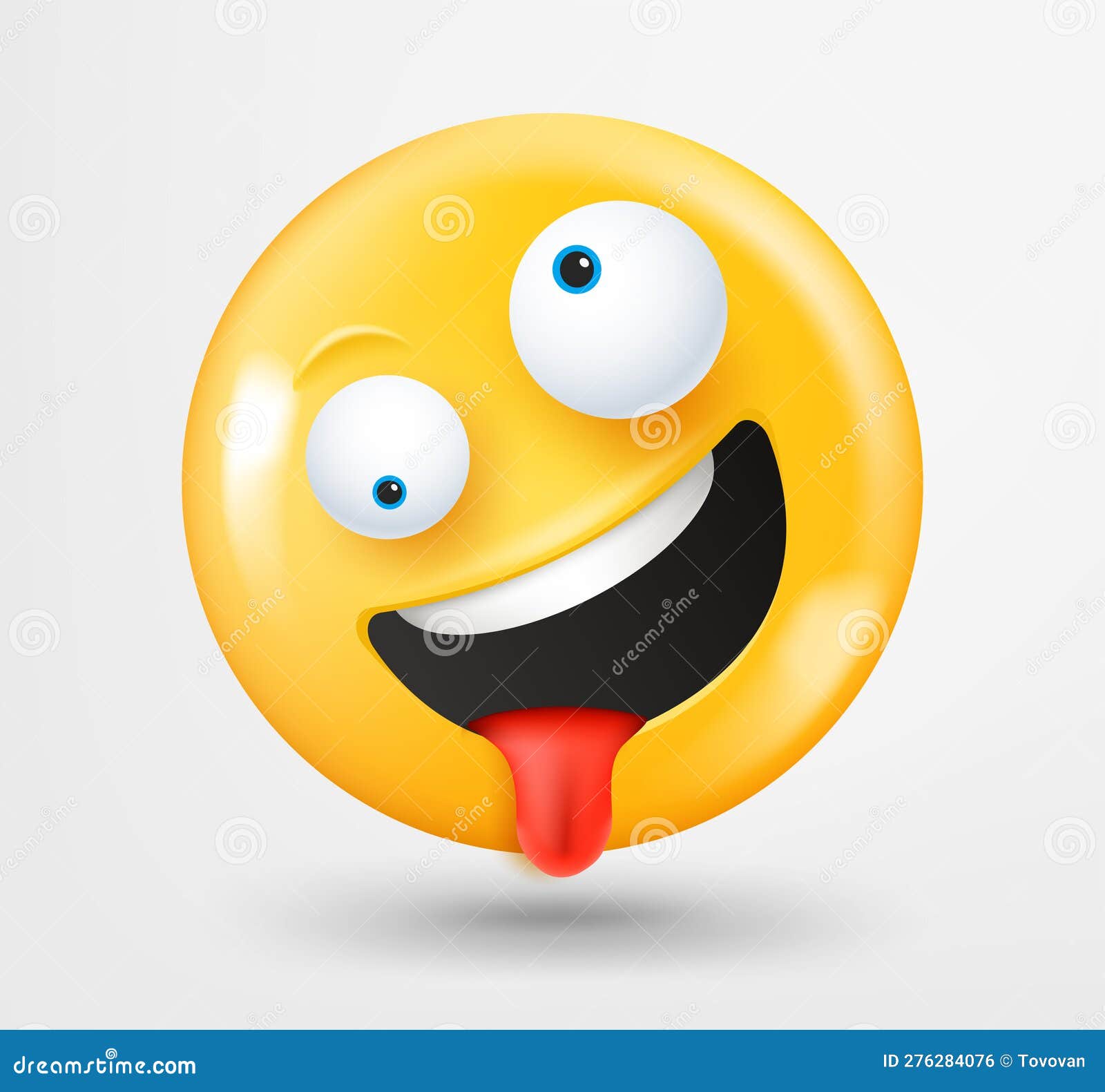 Goofy Face Emoticon 3d Vector Emoji Isolated On White Background Stock Vector Illustration Of