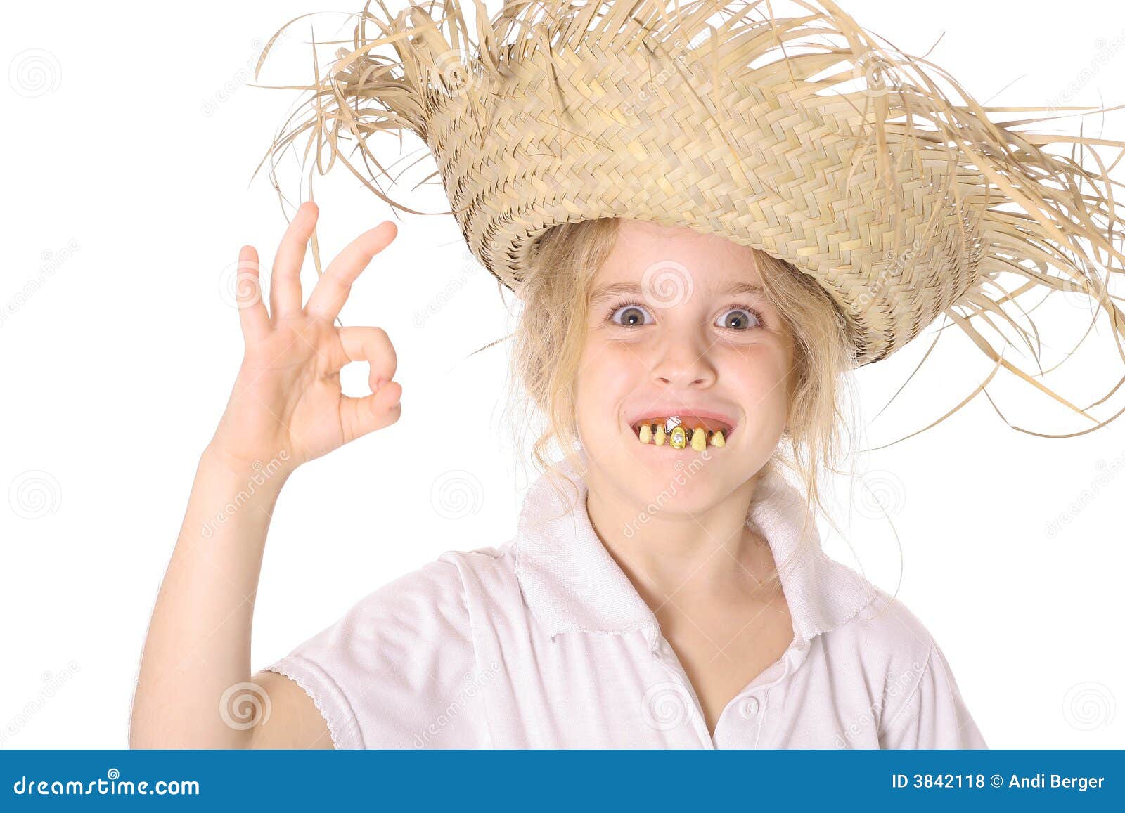 Goofy girl ok stock photo. Image of happy, gift, blonde - 3842118